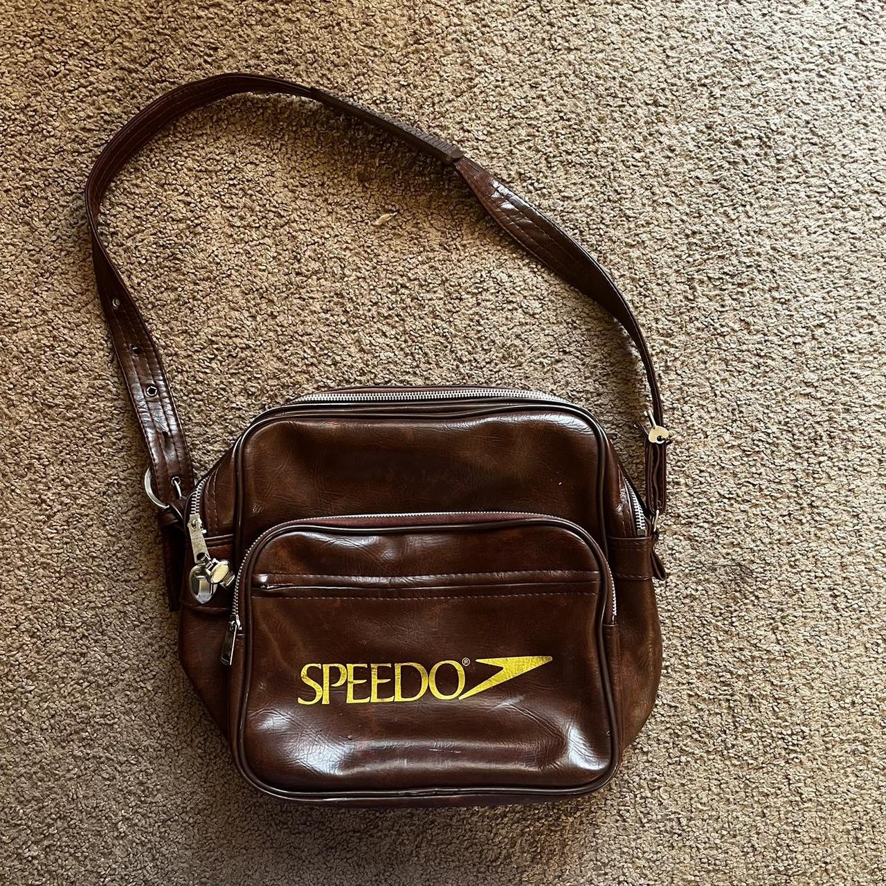 70s brown leather SPEEDO brand shoulder bag. Amazing... - Depop