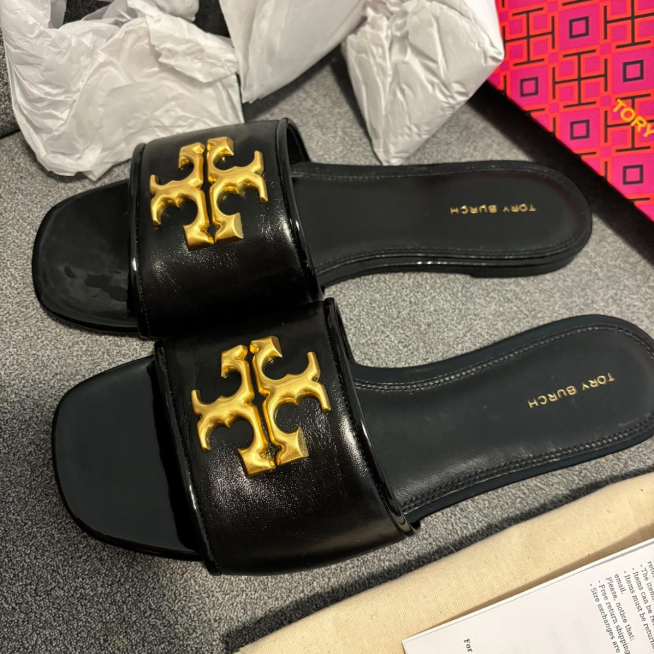 Black & gold Tory Burch slides , Dm me before... - Depop