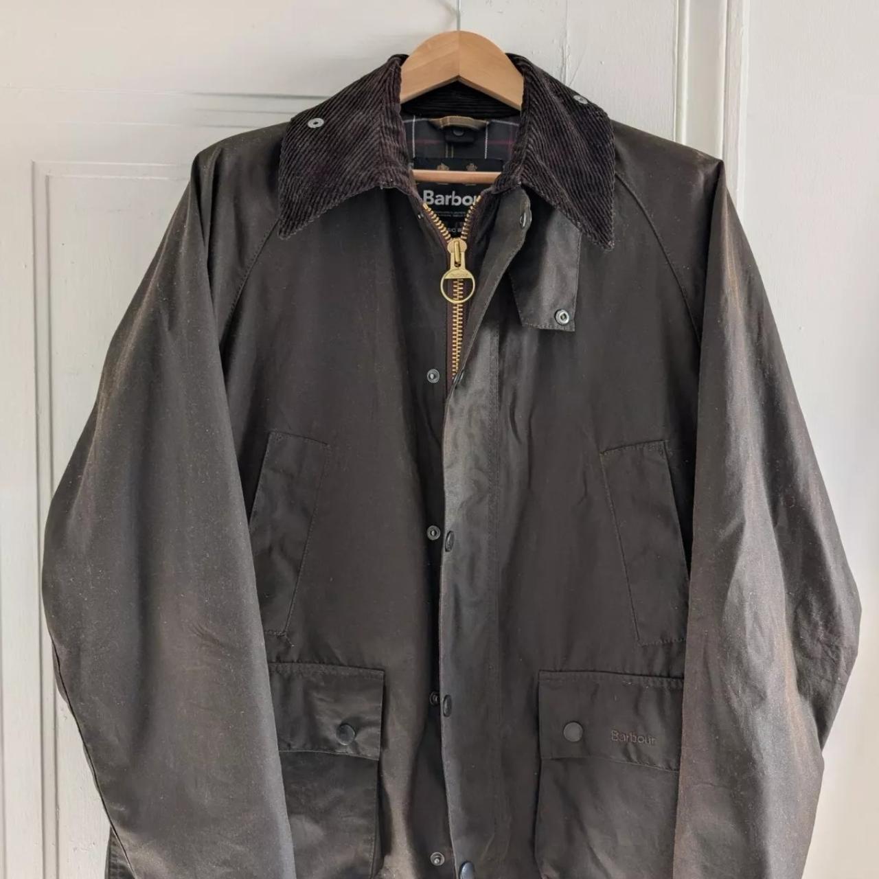 Barbour Bedale Waxed Jacket - Olive (40) - Depop