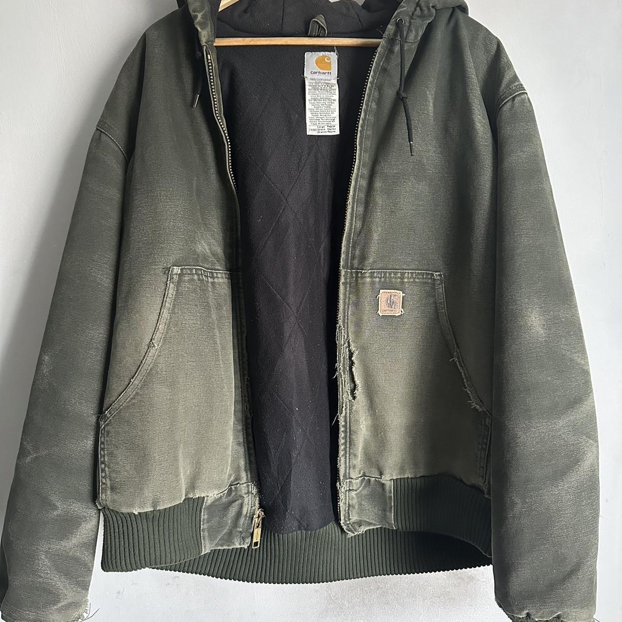 Green Carhatt Hooded Workwear Jacket Fits M - L - Depop