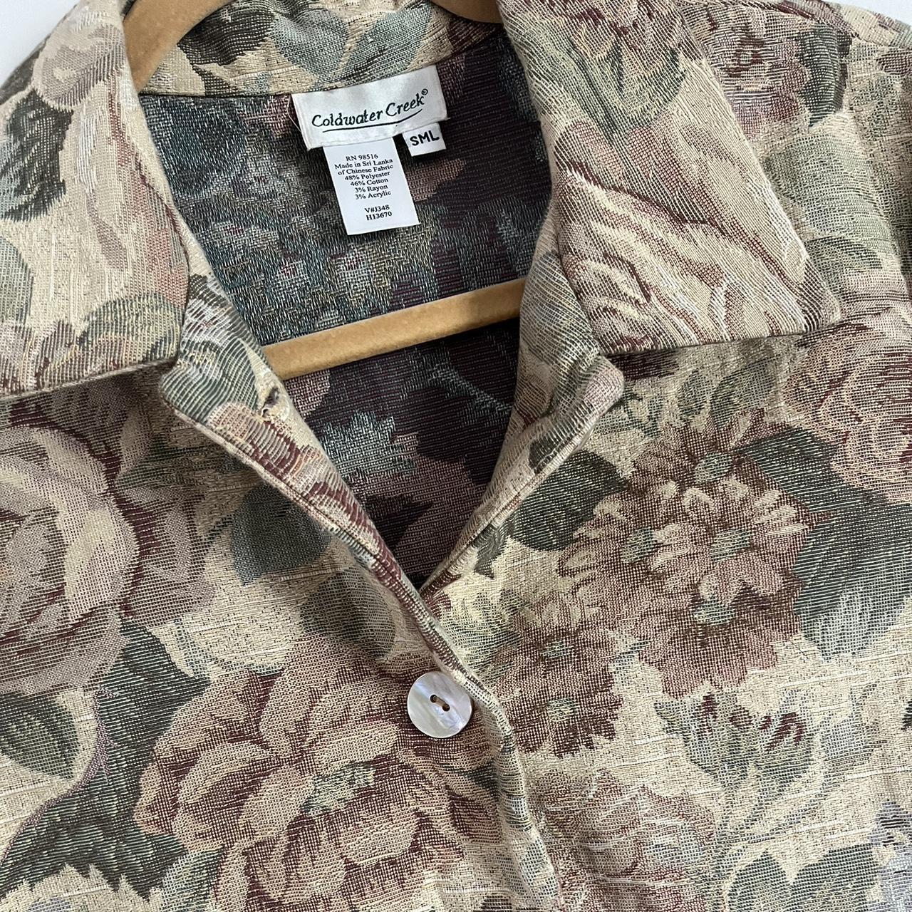 90s floral tapestry jacket - cream, pink &... - Depop