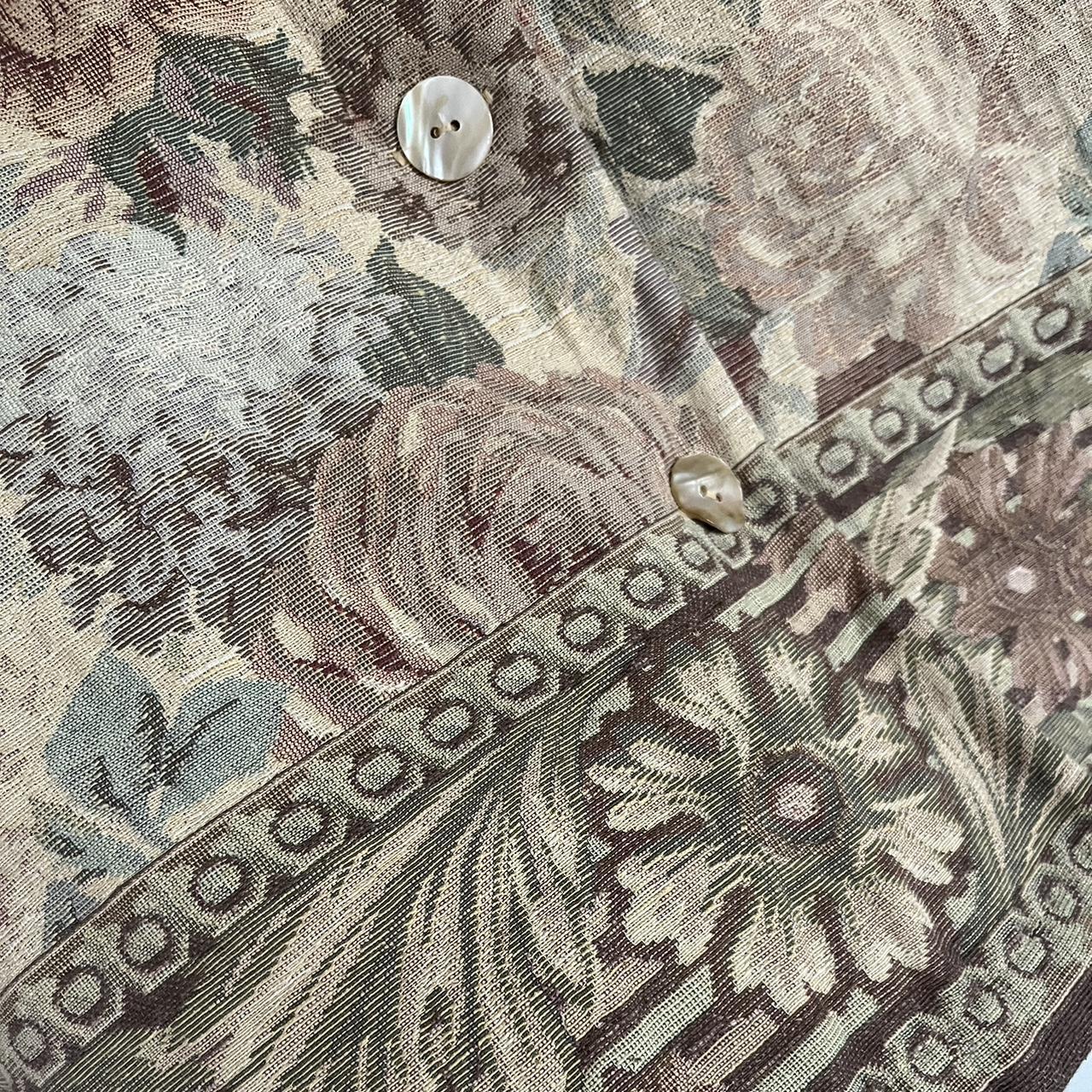 90s floral tapestry jacket - cream, pink &... - Depop