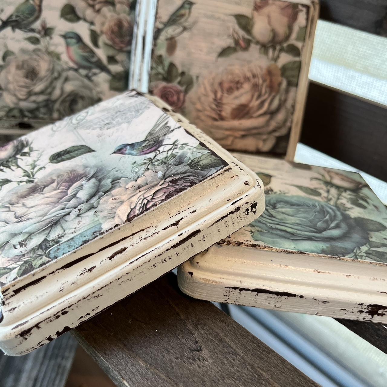 Set of 4 vintage inspired hand made coasters for any... | Depop