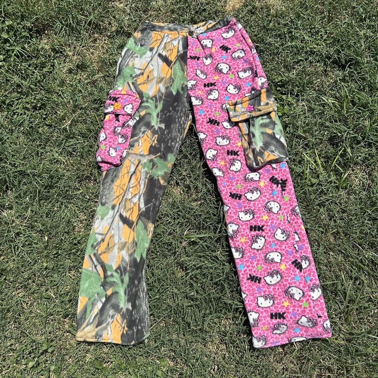 Hello Kitty / Camo Polar Fleece Cargos 26” x... - Depop