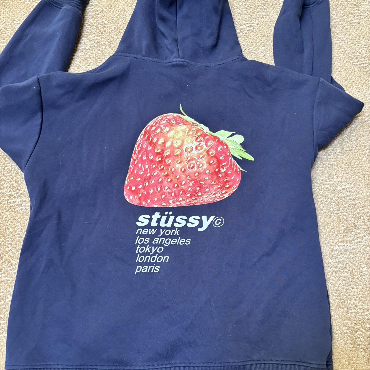 Strawberry stussy hoodie - Depop