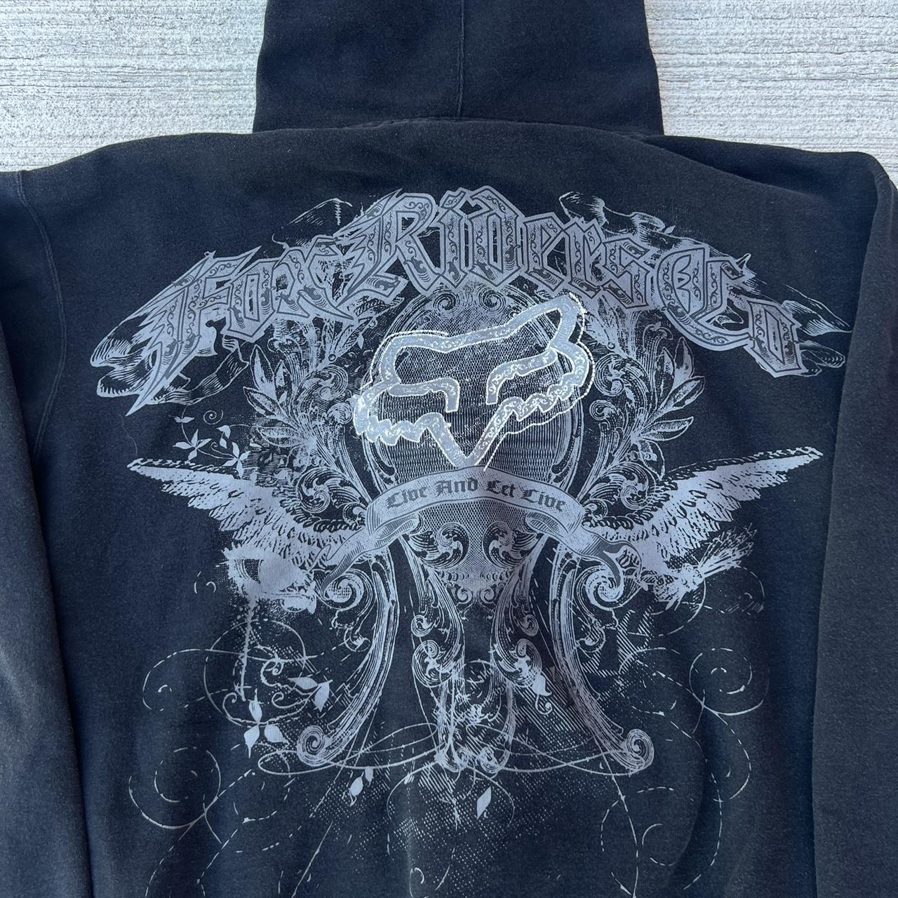 Vintage Y2K FOX Racing Grunge Zip Up... - Depop