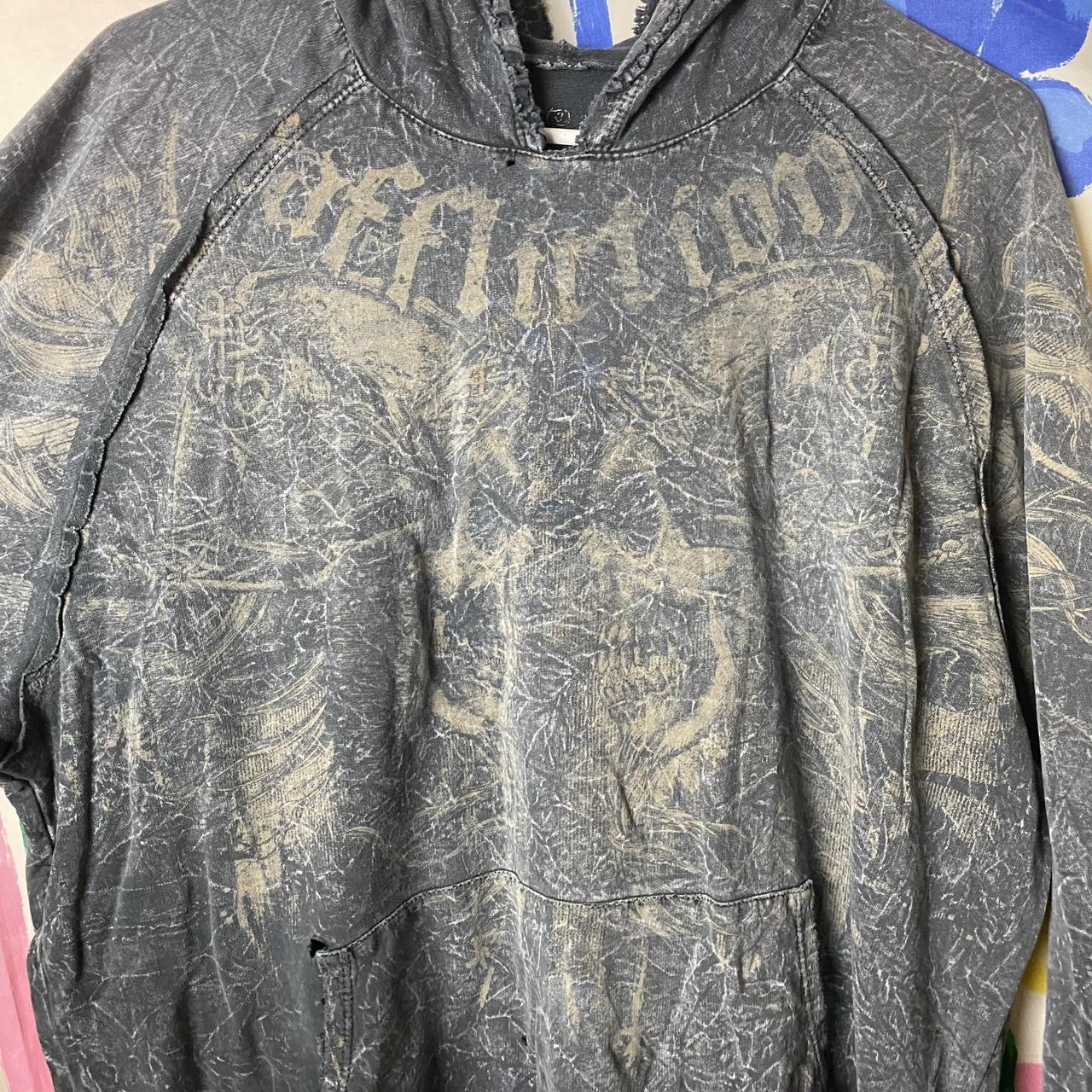 Y2K Affliction Grunge Goth Emo AOP Distressed Skull... - Depop