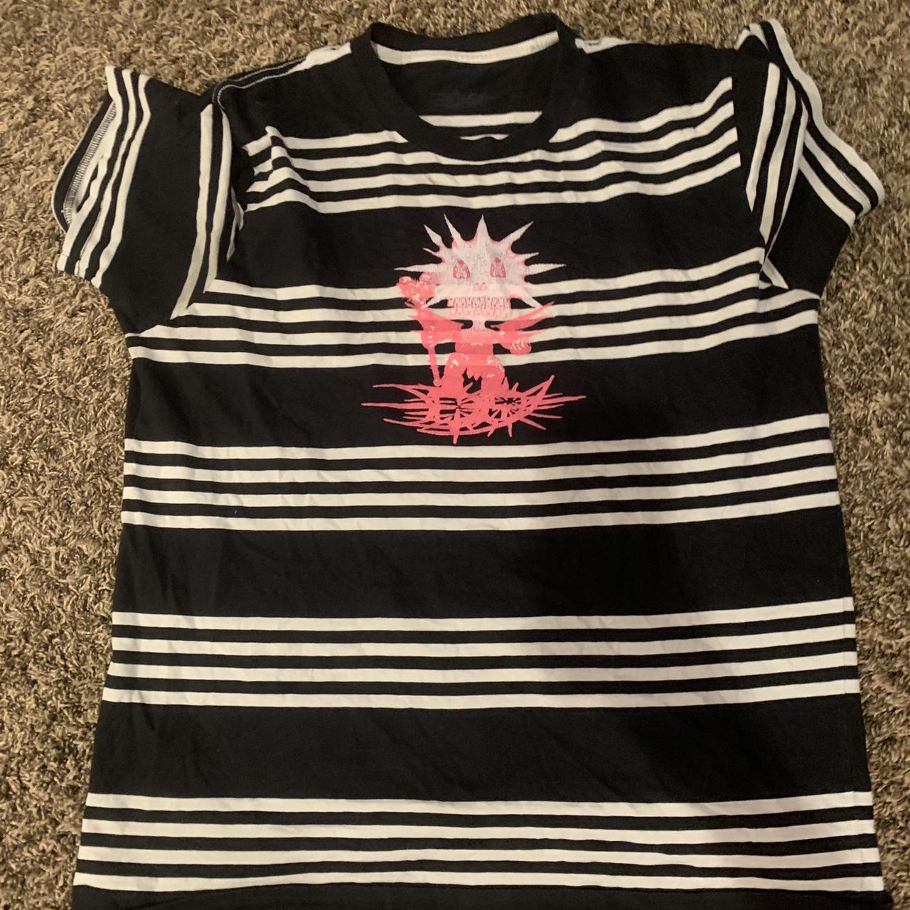 Bladee World Tour 2022 Striped monochrome T-Shirt... | Depop