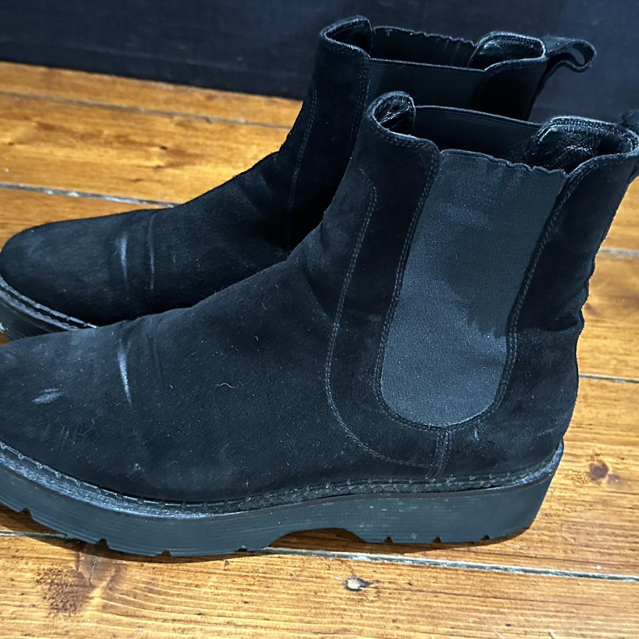 Commonry black suede Chelsea boots with a grunge... - Depop