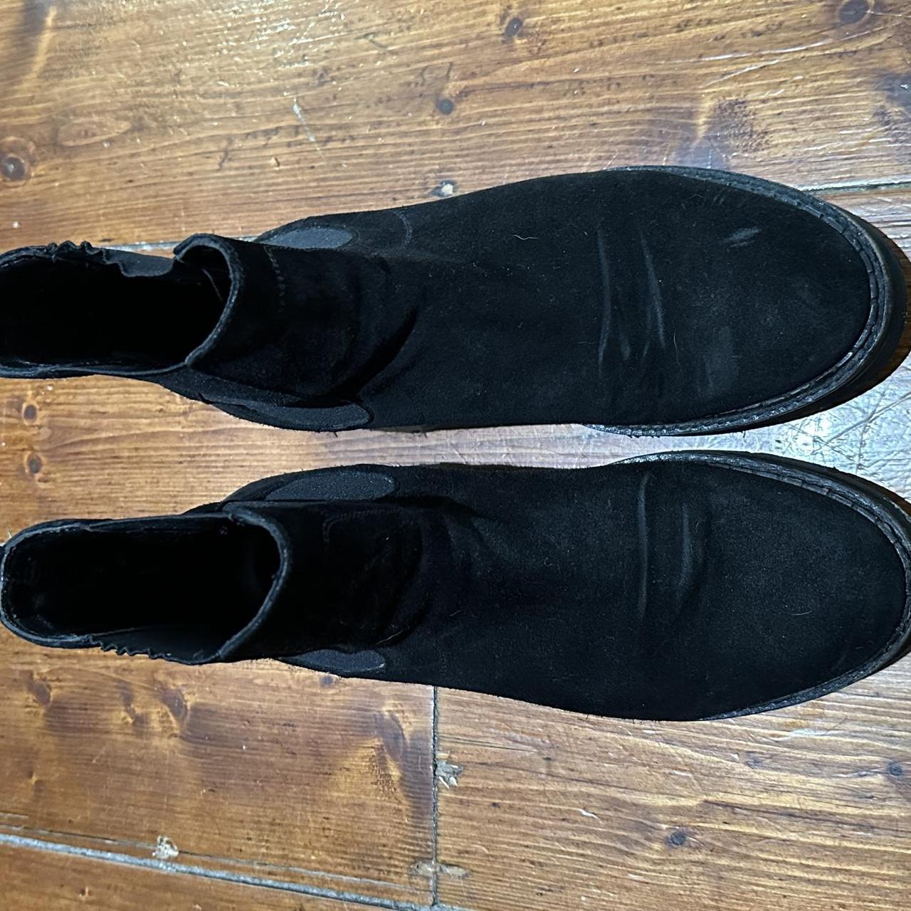 Commonry black suede Chelsea boots with a grunge... - Depop