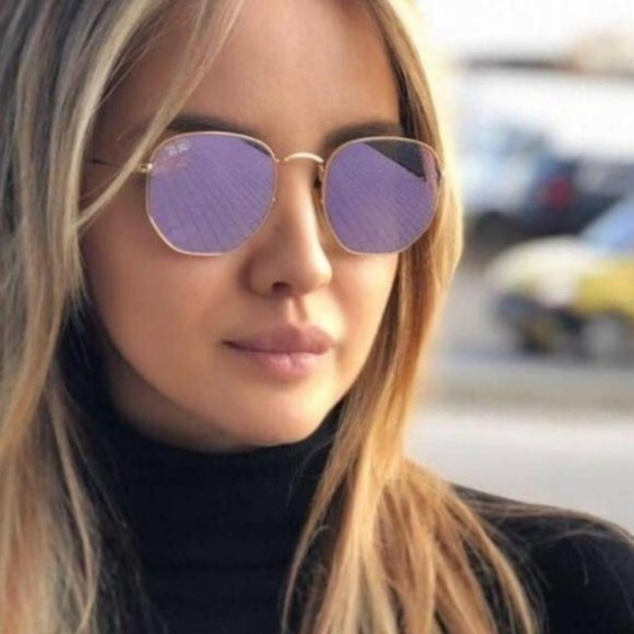 Ray-Ban RB3548 Flat Hexagonal Lilac Purple Sunglasses - Depop