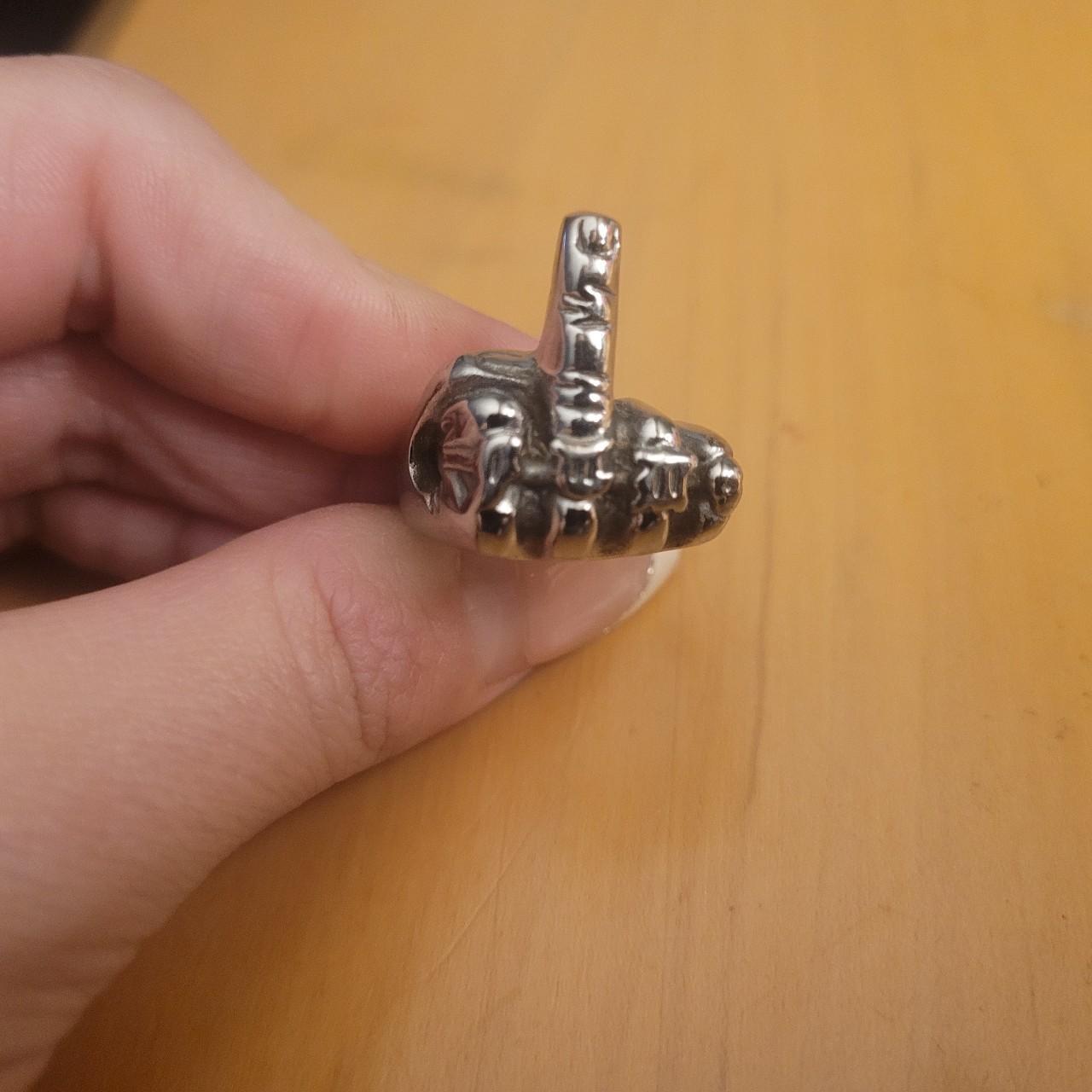 silver middle finger ring. uniquely crafted men or... - Depop
