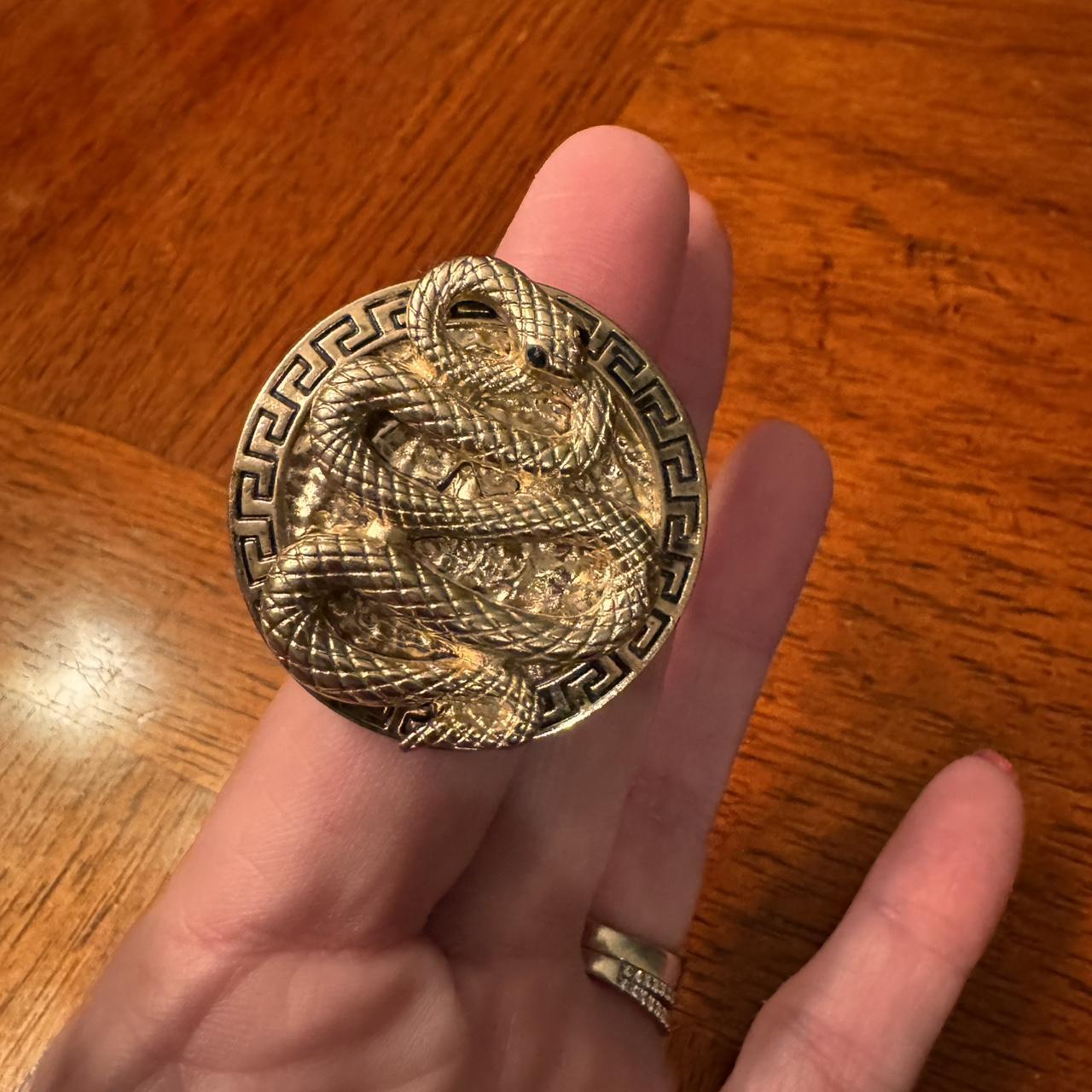 Gold adjustable snake coil ring #snakejewellery - Depop