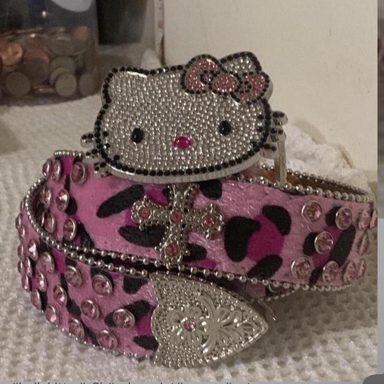 Pink zebra print hello kitty belt these are my... - Depop