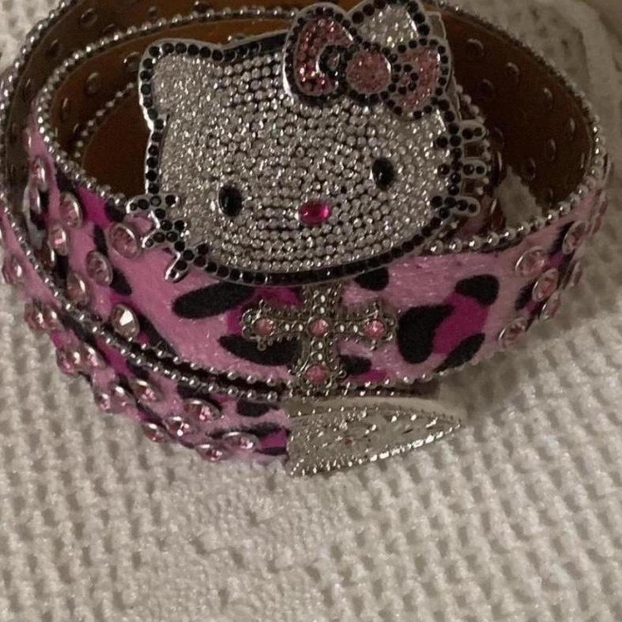 Pink zebra print hello kitty belt these are my... - Depop