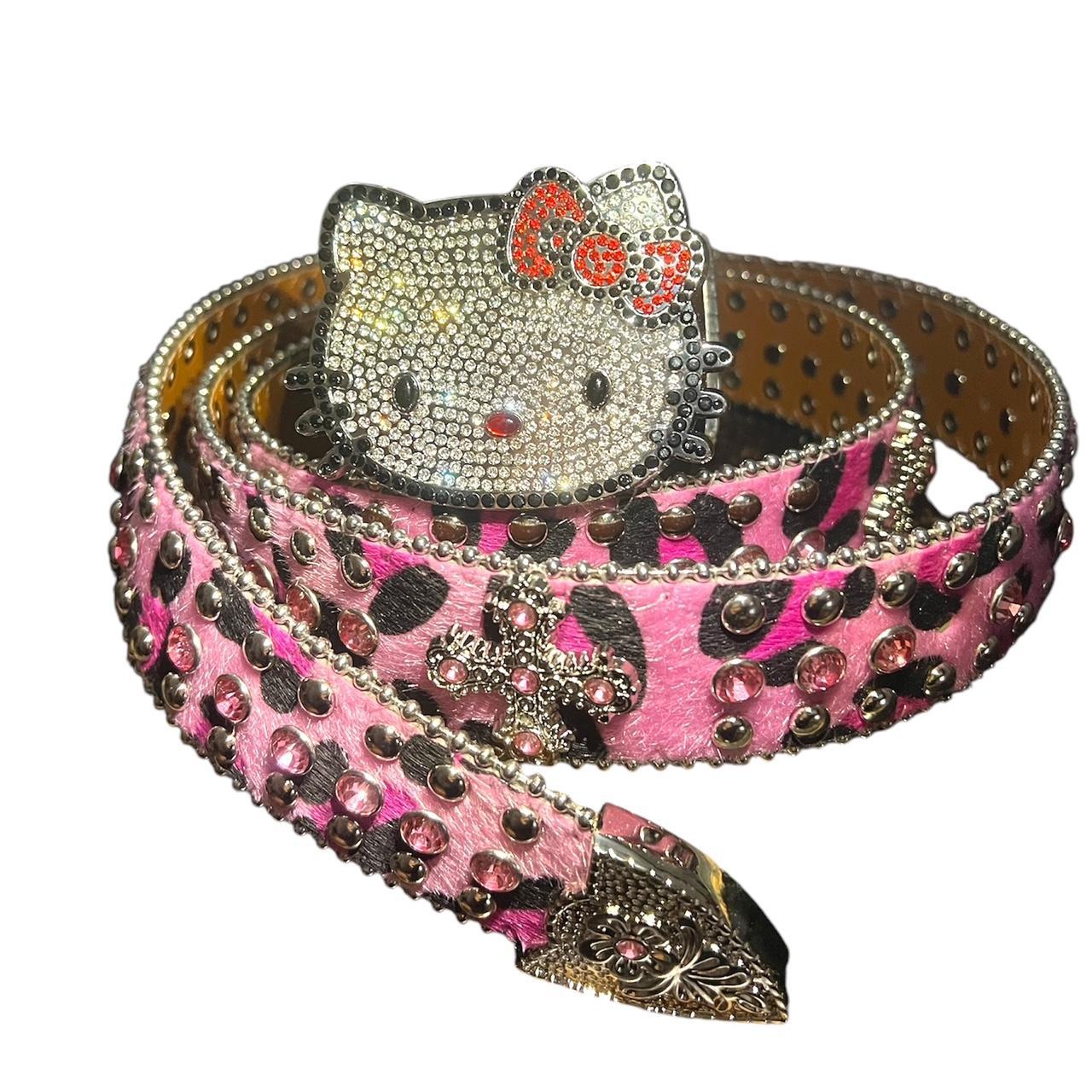 Hello kitty belt red with pink leopard print belt... | Depop
