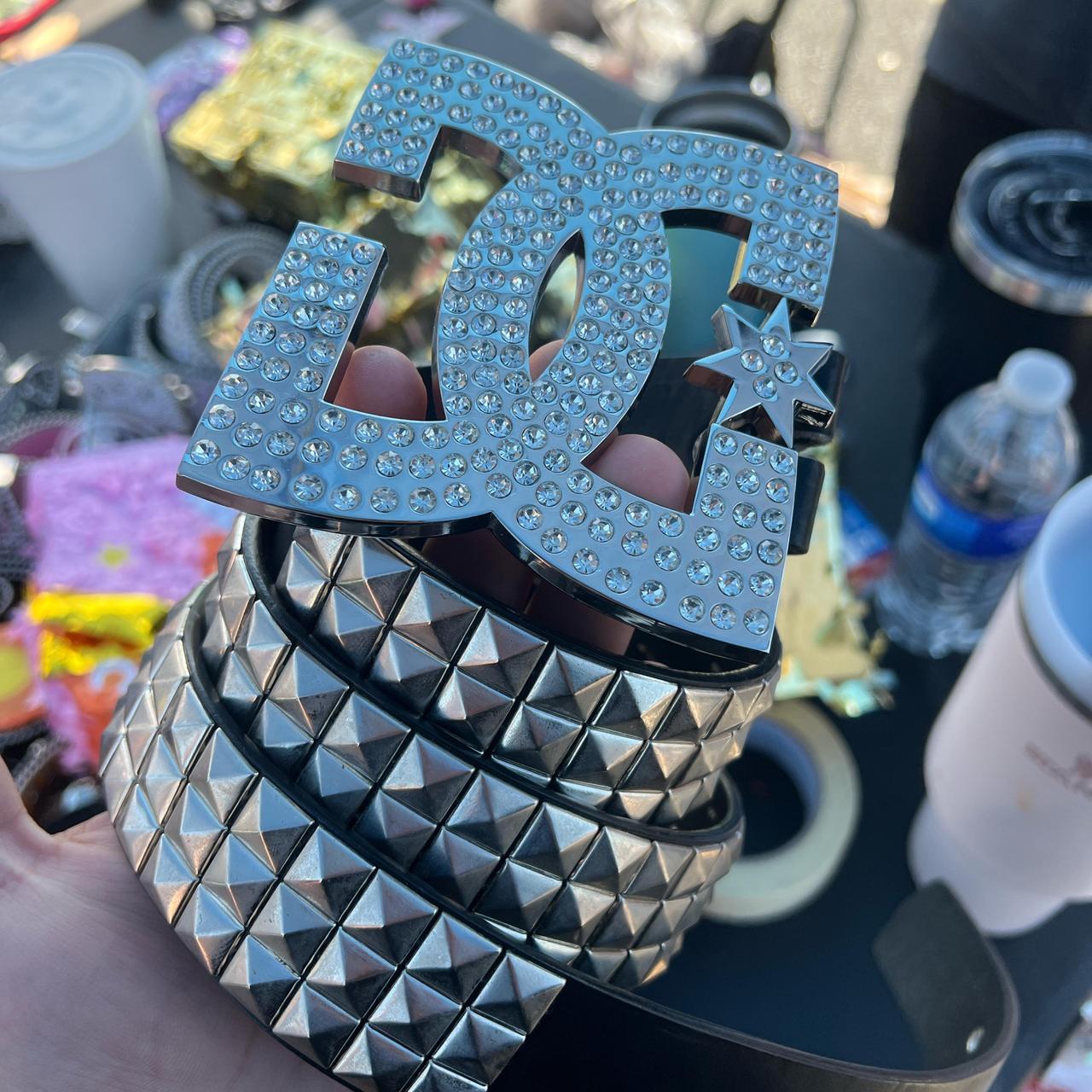 Dc belt buckle with belt I think the size is 50 inch... | Depop