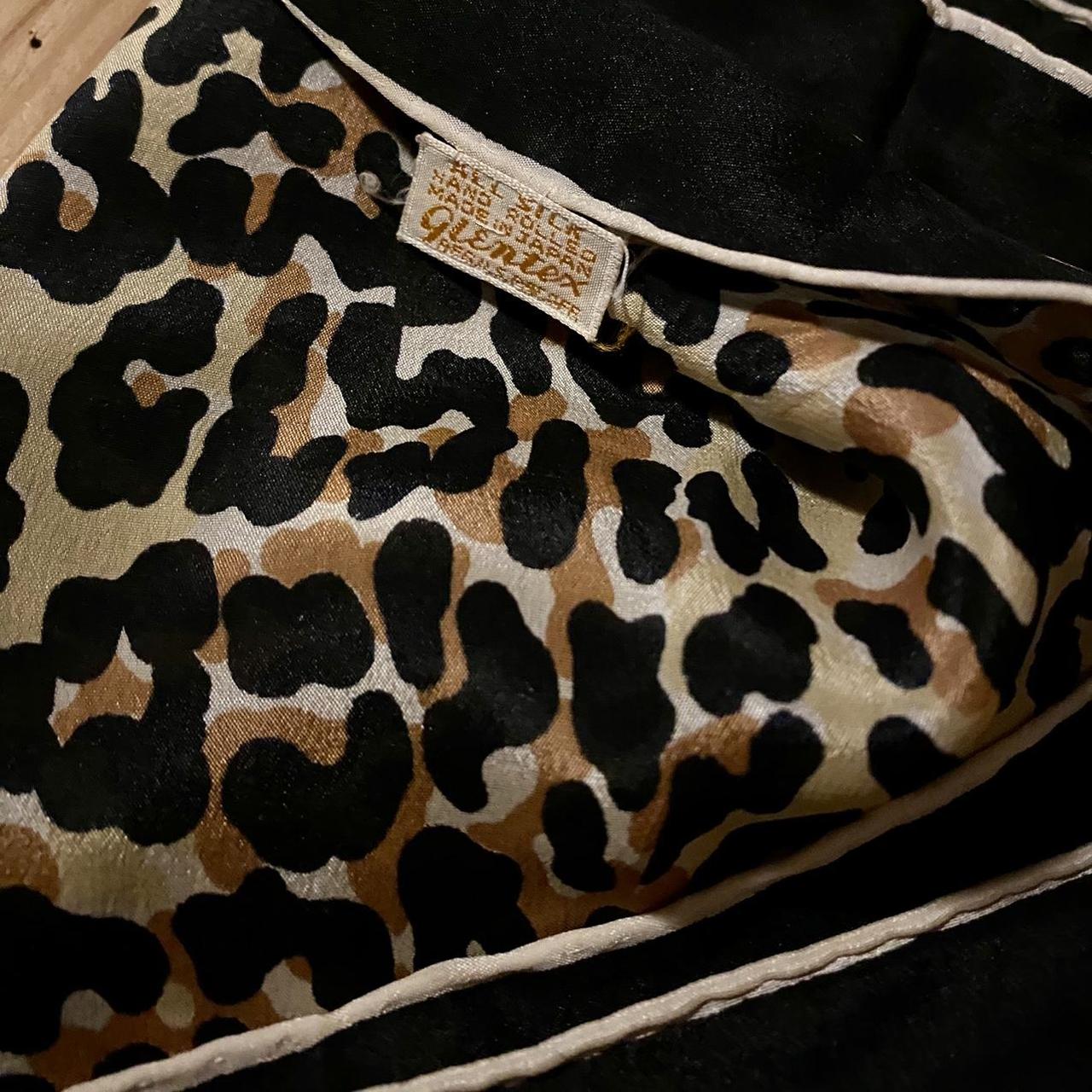 Vintage silk leopard print handkerchief bandana scarf - Depop