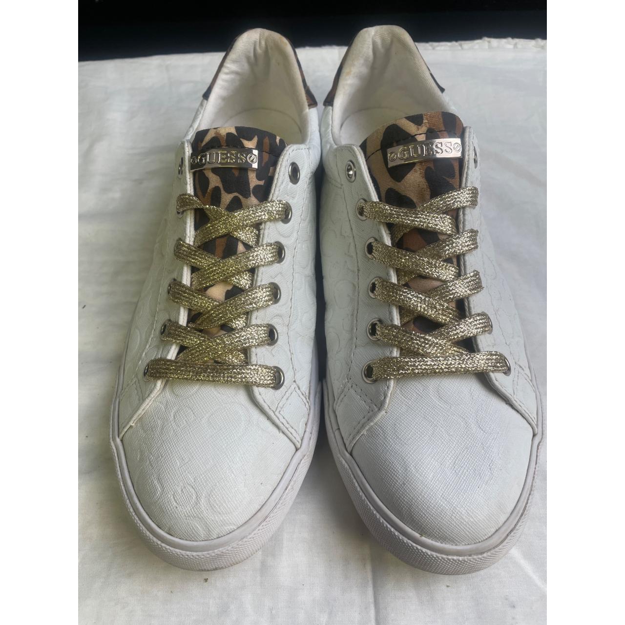 Guess Women's White/Leopard Sneakers/ Shoes Size 9.5... - Depop
