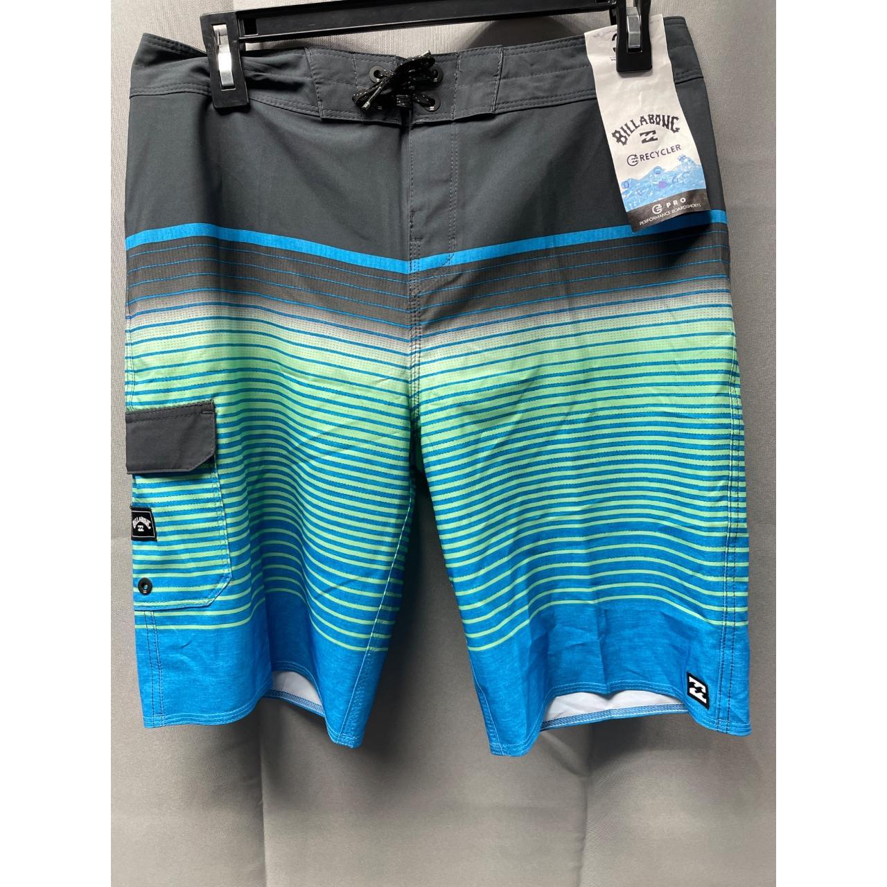 Billabong Men's Blue/Black Swimming Trunks/Shorts... - Depop