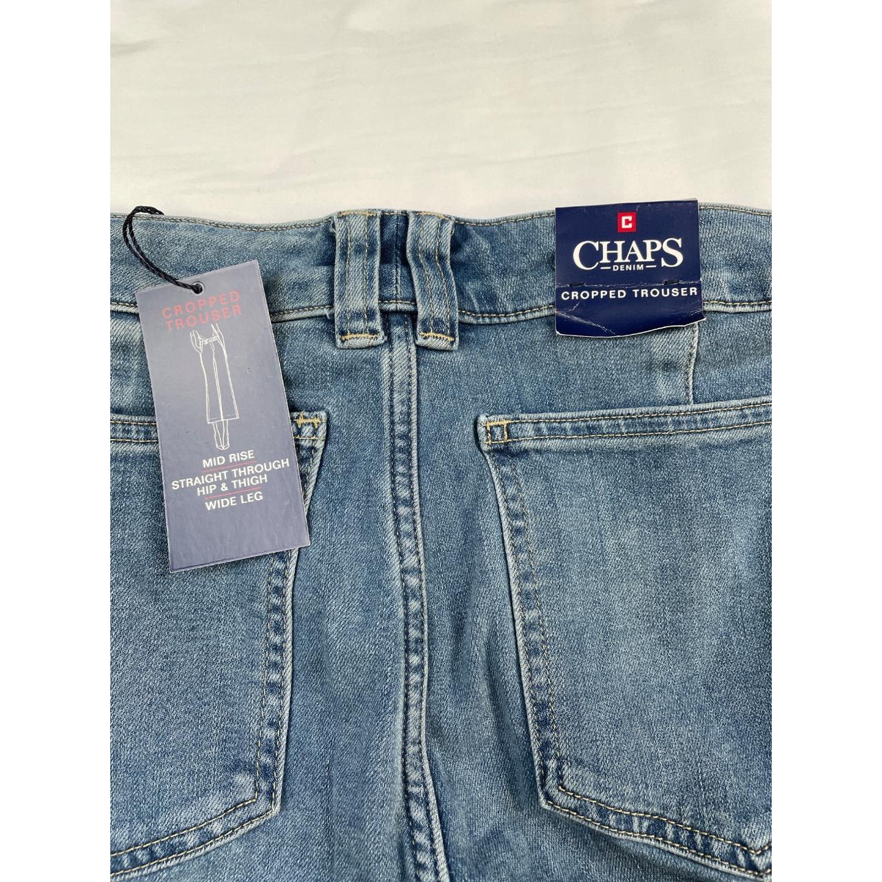 Chaps Women's Blue Cropped Jeans Mid Rise/Wide Leg... - Depop