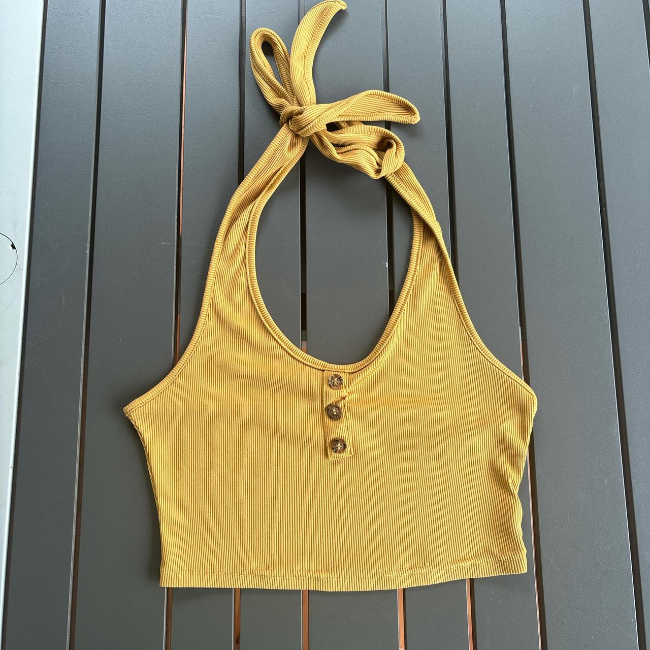 Small yellow halter top. Very comfy and stretchy!... - Depop