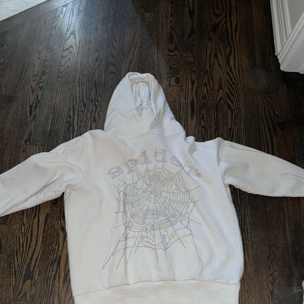 white spider rhinestone hoodie - Depop