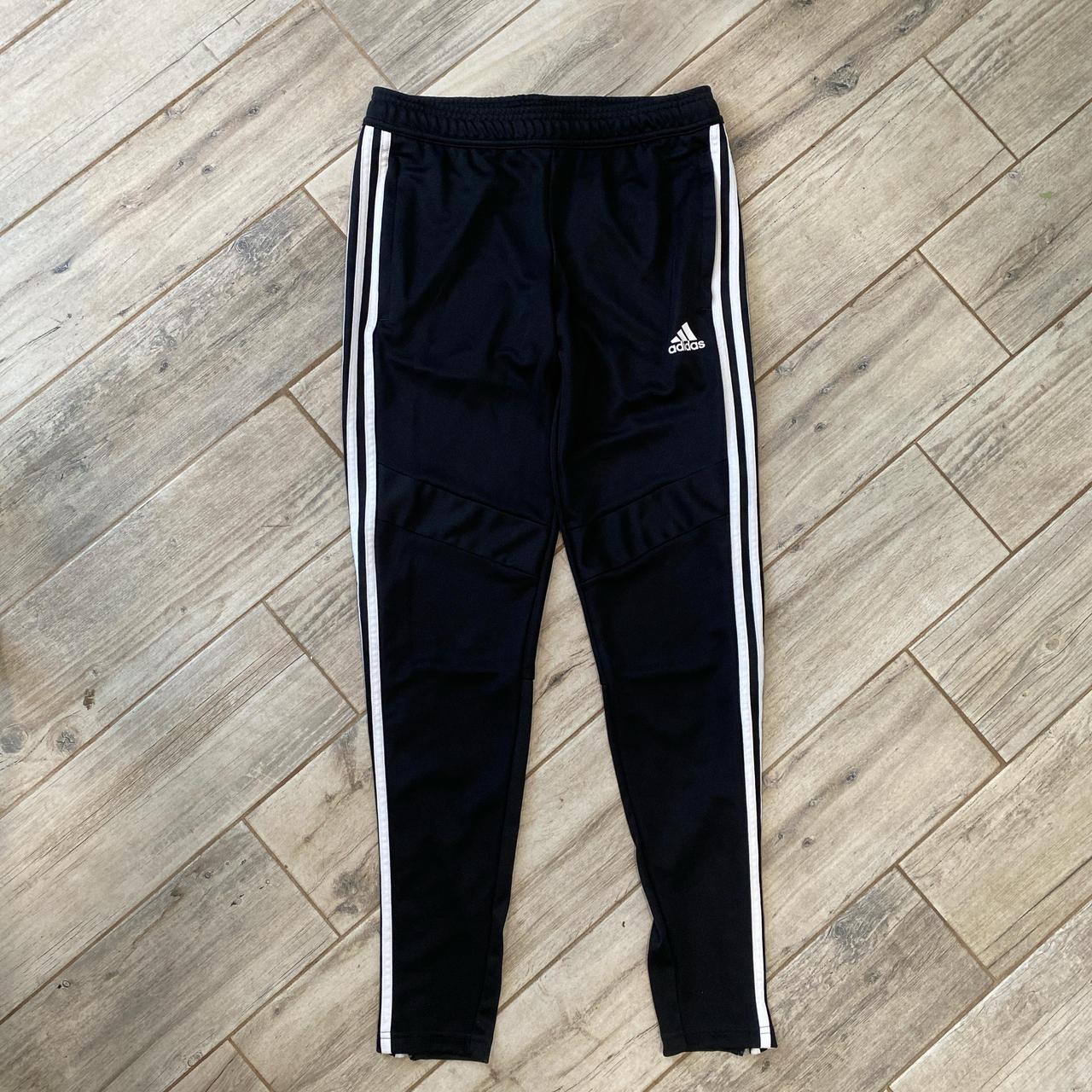 Adidas slim fit joggers. Zipper openings to ankles. - Depop