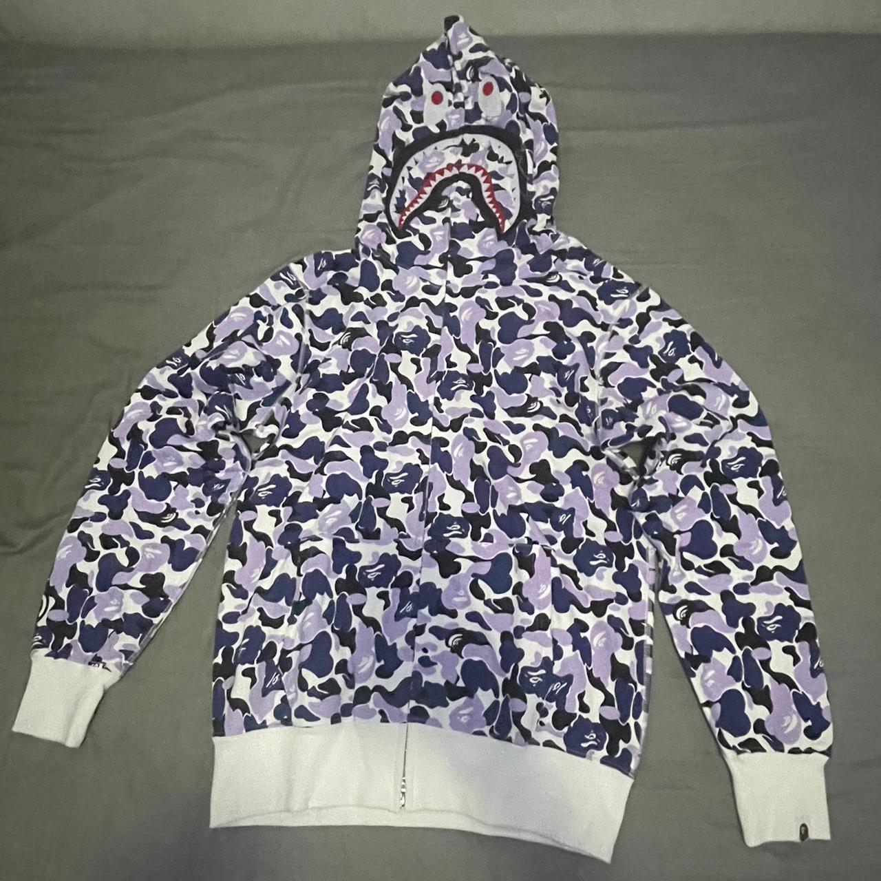 Authentic bape hoodie (blue, purple &white) 250$... - Depop