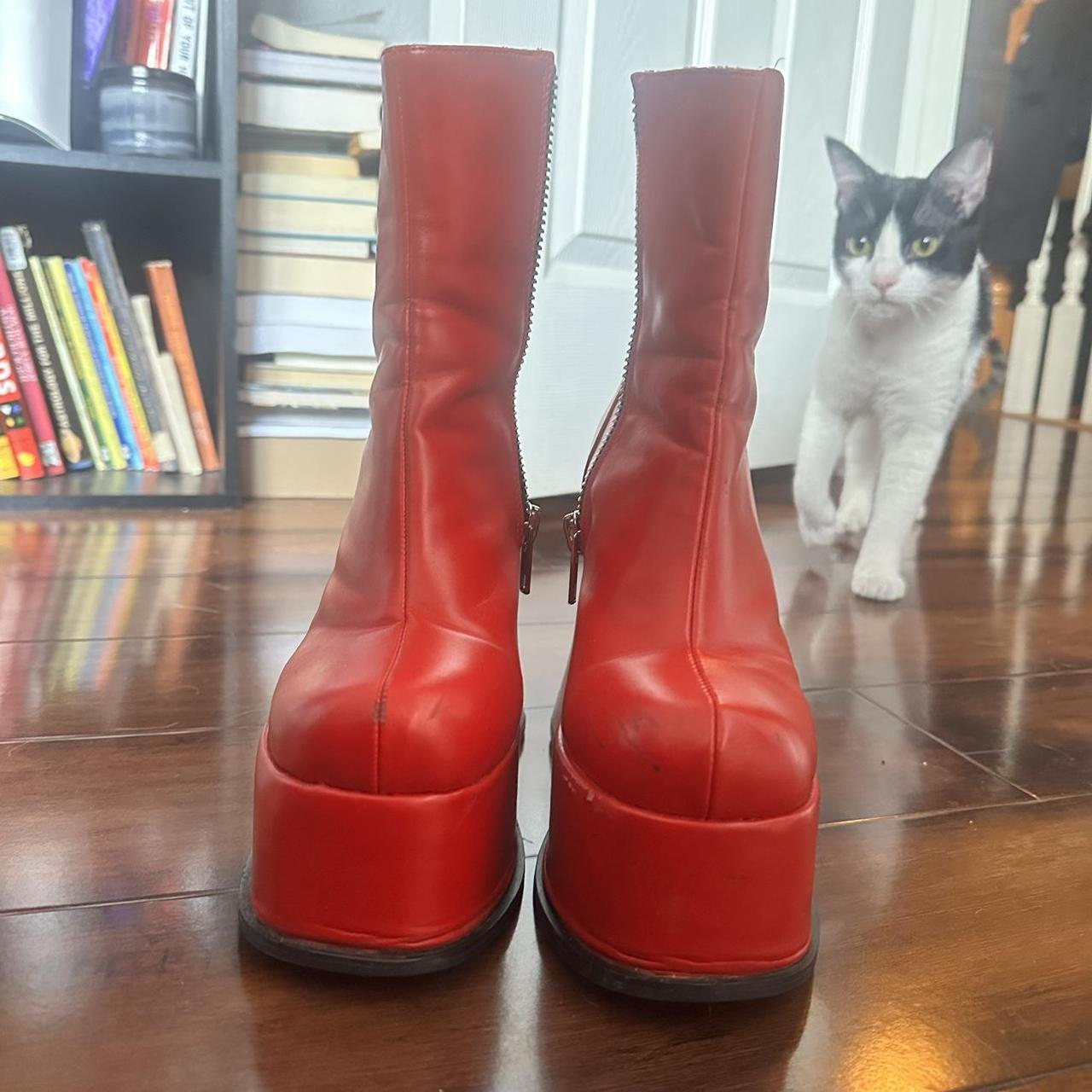 Red platform boots by current mood. Not in perfect... - Depop