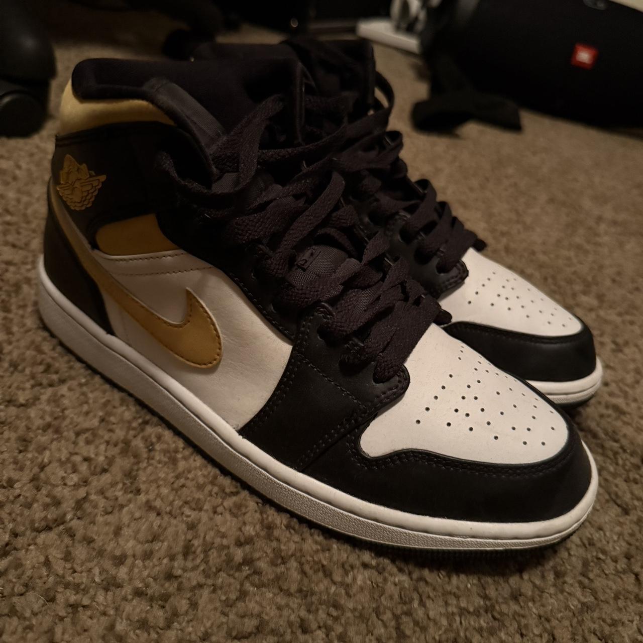 Black white and yellow Jordan 1 mids men’s size 9... | Depop