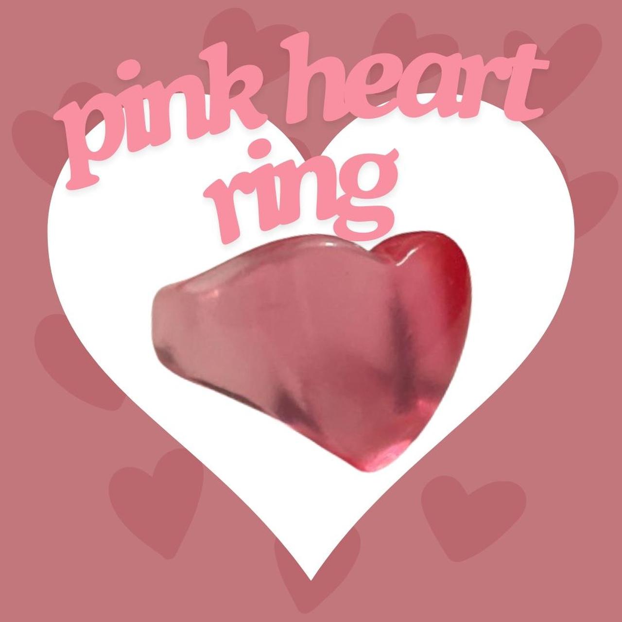 Preppy pink-heart ring ~ clear plastic ring | barely... - Depop