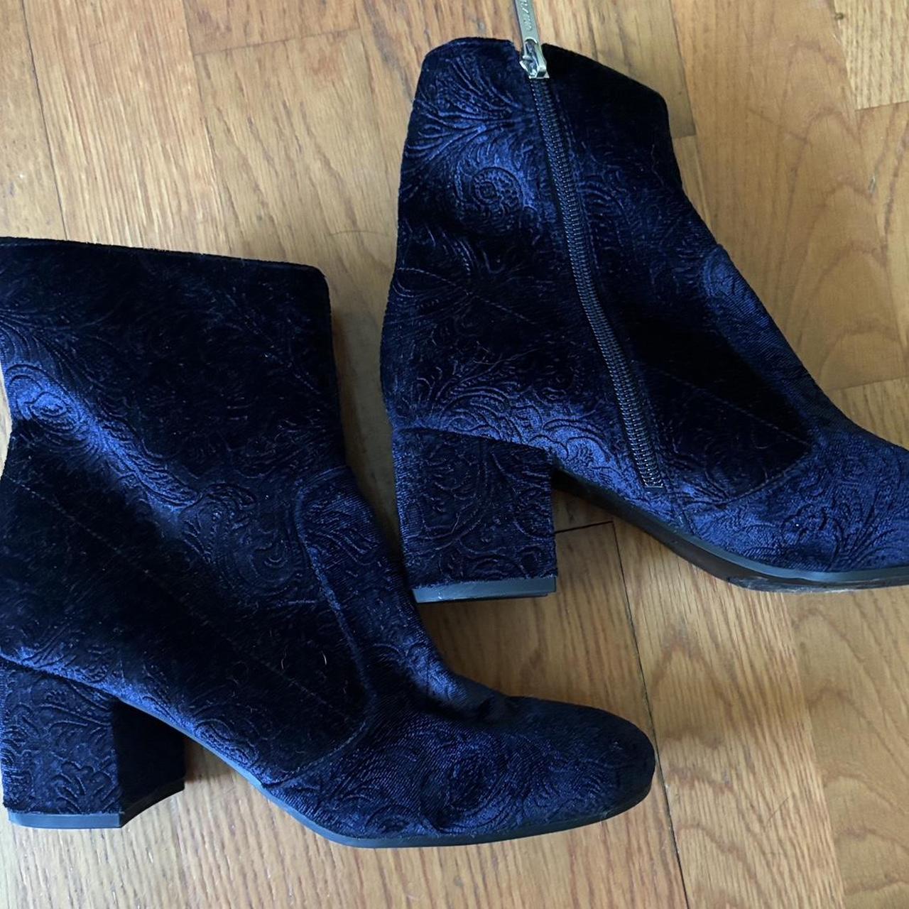Unisa heeled boots in color navy blue/blue with... - Depop
