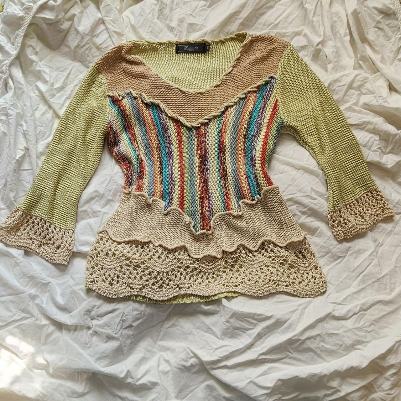 🦎 boho knitted green sweater. Perfect for the fall... - Depop