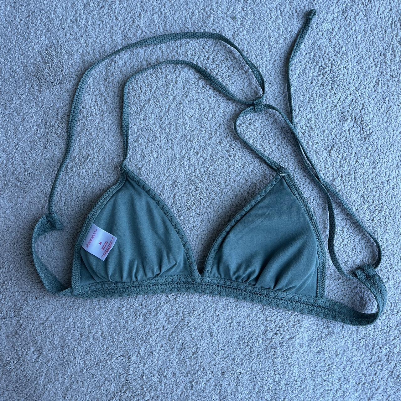 sage green triangle bikini top size women’s medium... | Depop