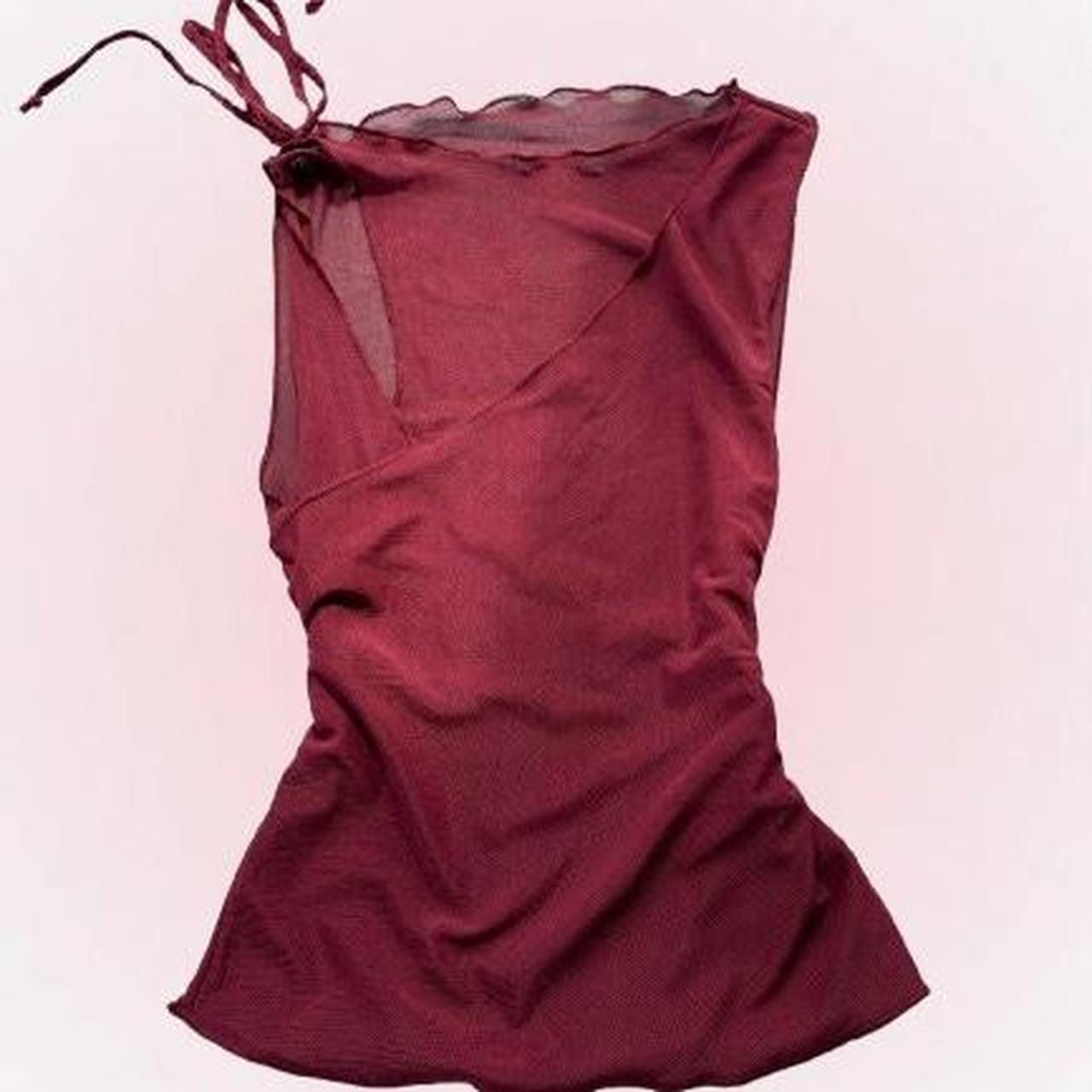 ⋆⭒˚motel rocks dark red top ｡⋆ mesh layered top,... - Depop