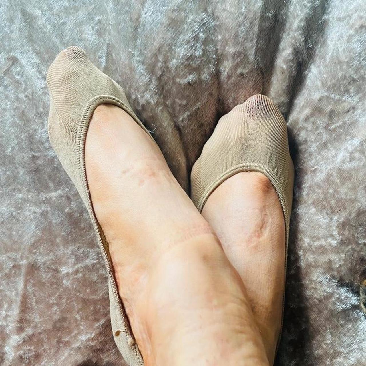 Well worn tan pop socks, worn in office all day - Depop