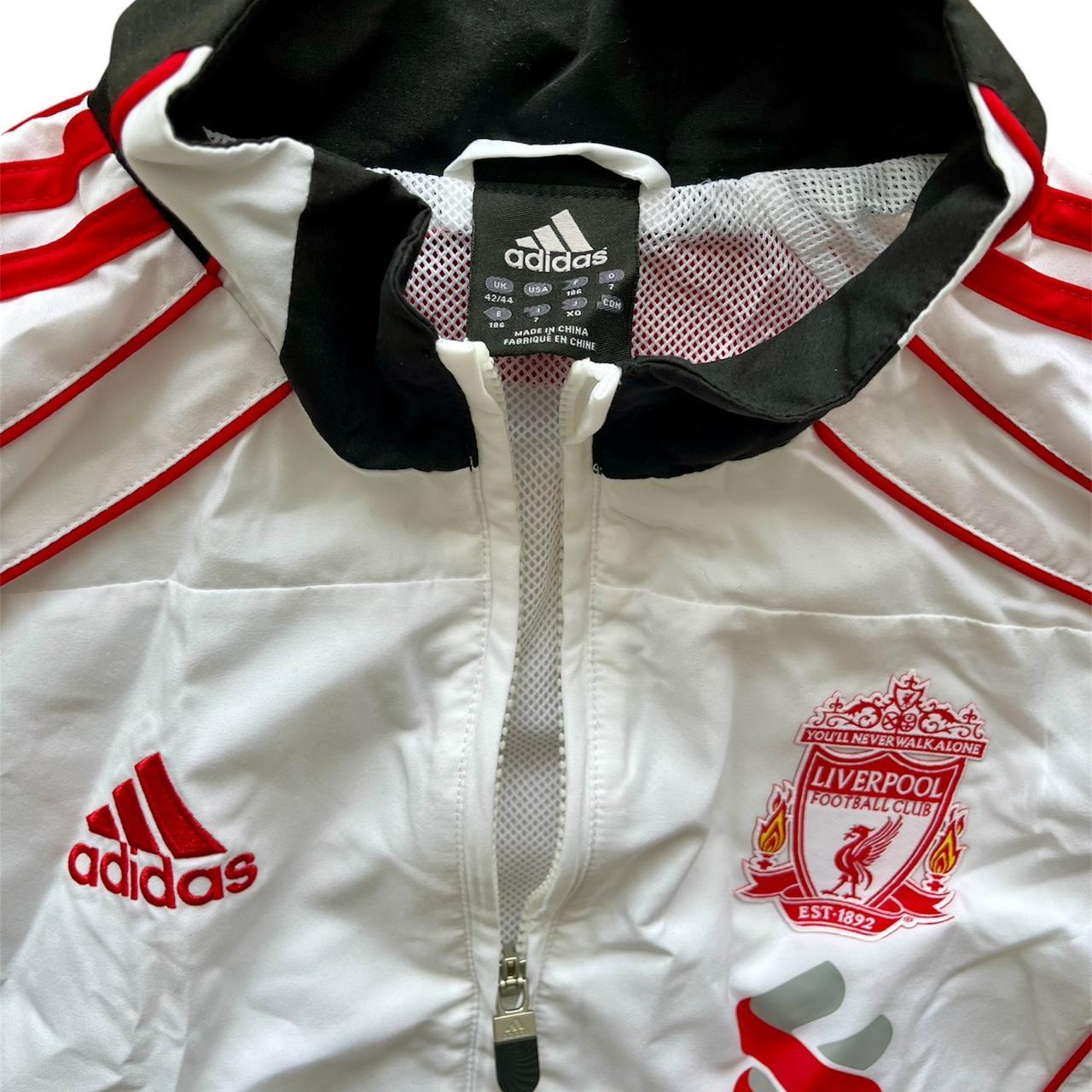 Adidas Liverpool FC white and red windbreaker jacket... - Depop