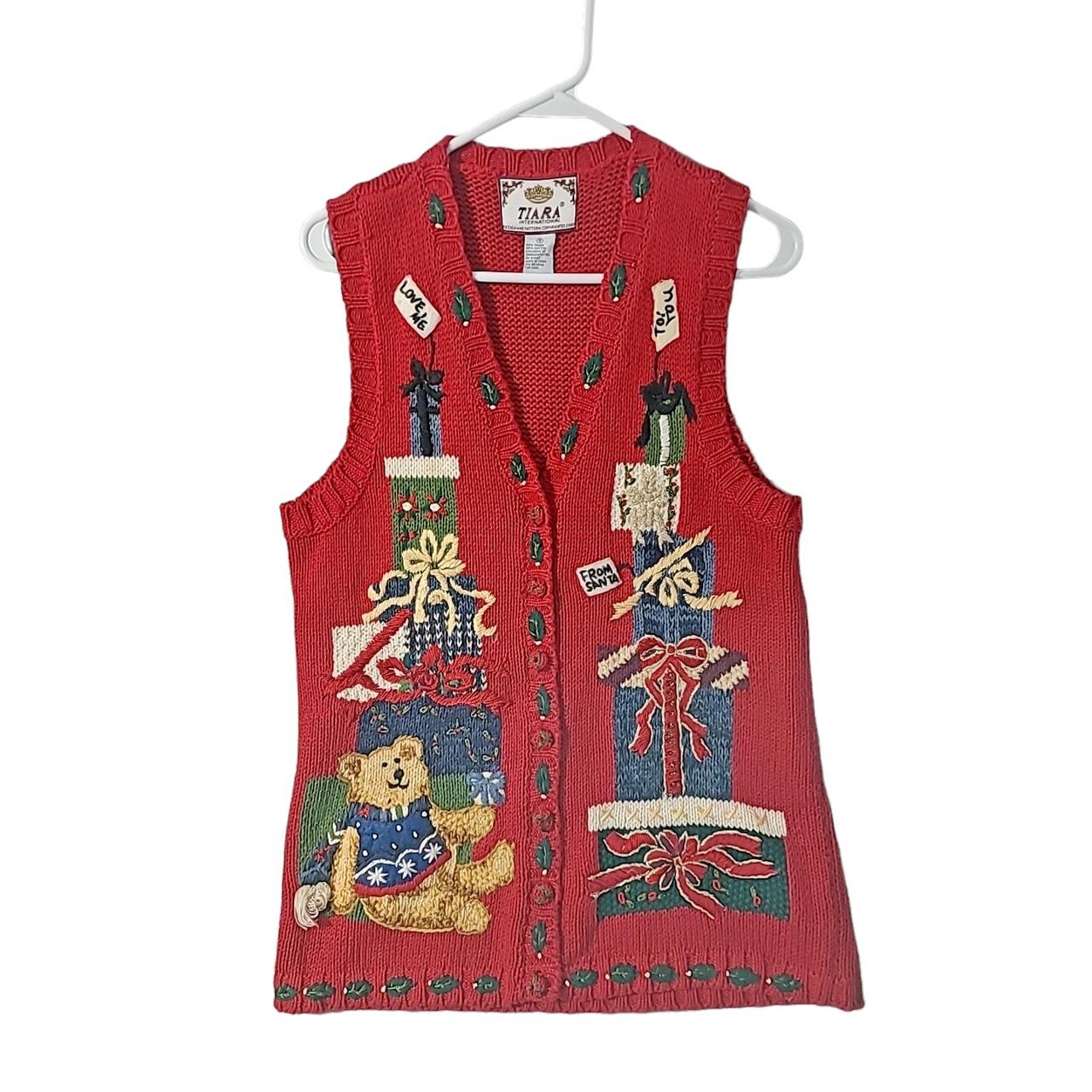 Vintage Tiara International Christmas Vest Women's... - Depop