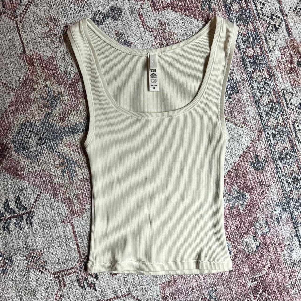Skims Women's Cream and White Vest | Depop