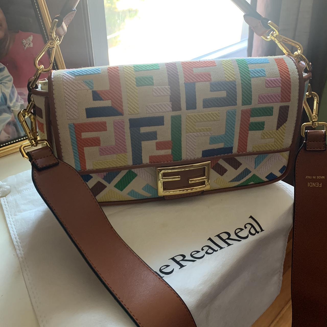 FENDI multi colored baguette bag with detachable... - Depop