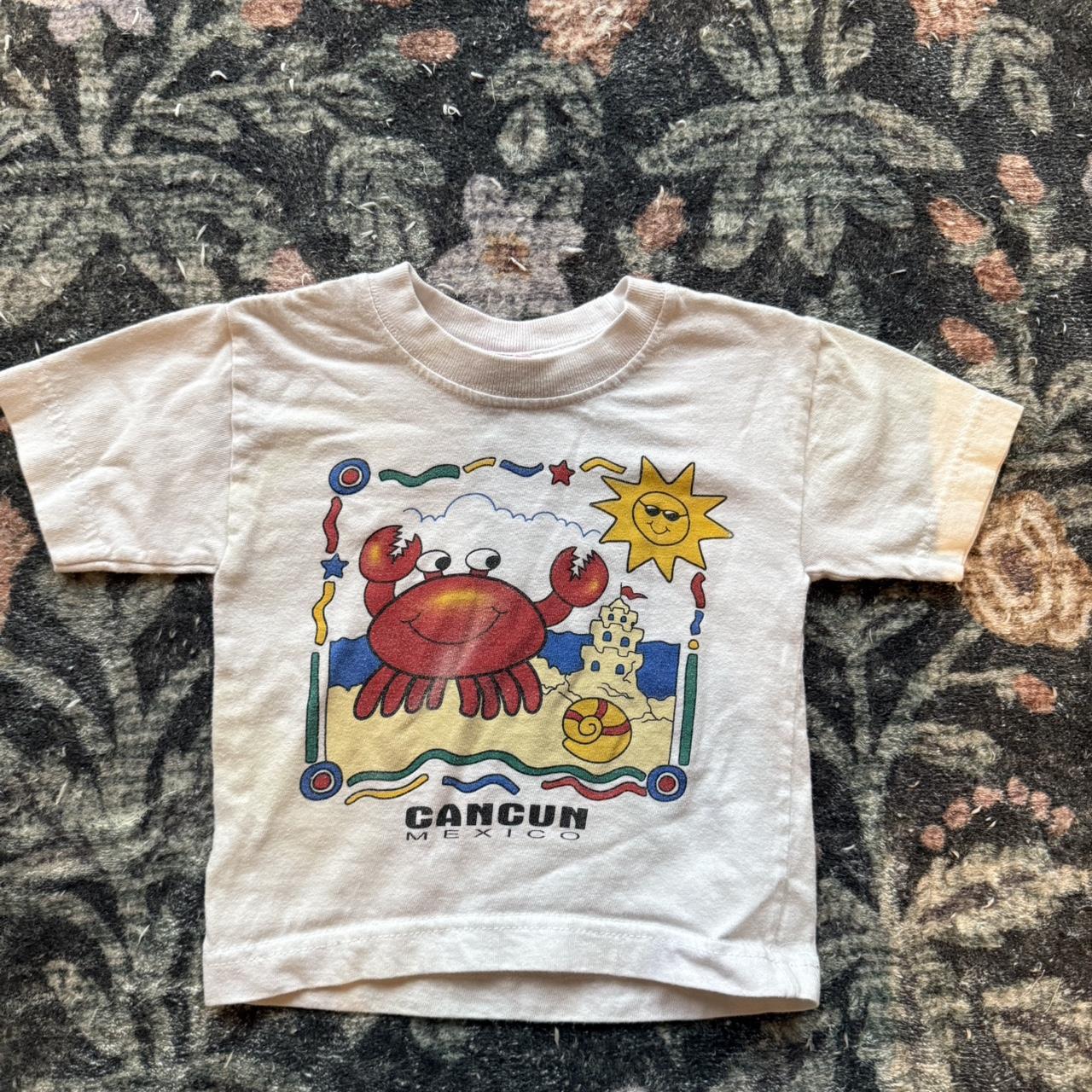 white vintage cancun baby tshirt tag says size... | Depop