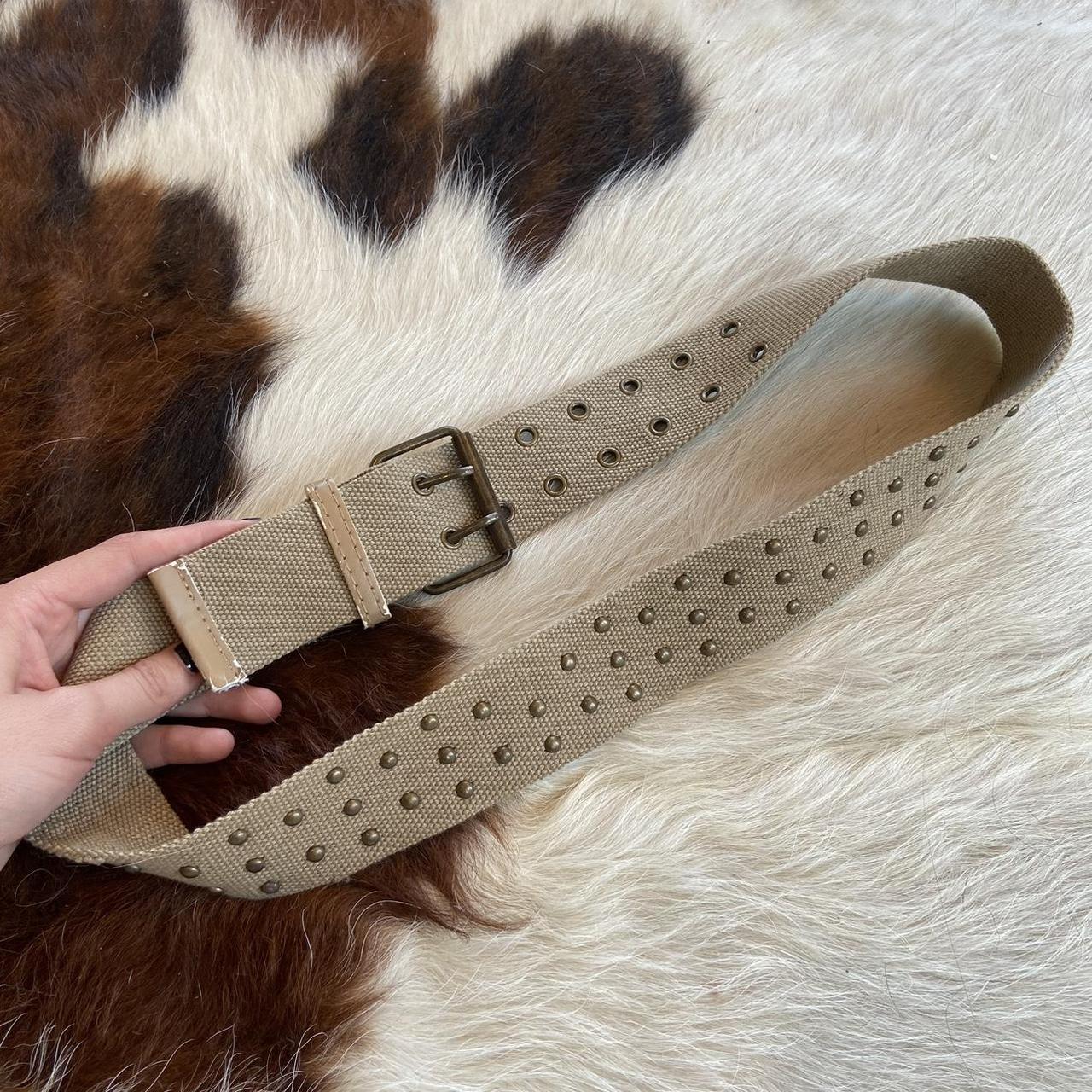 vintage beige y2k studded belt - Depop
