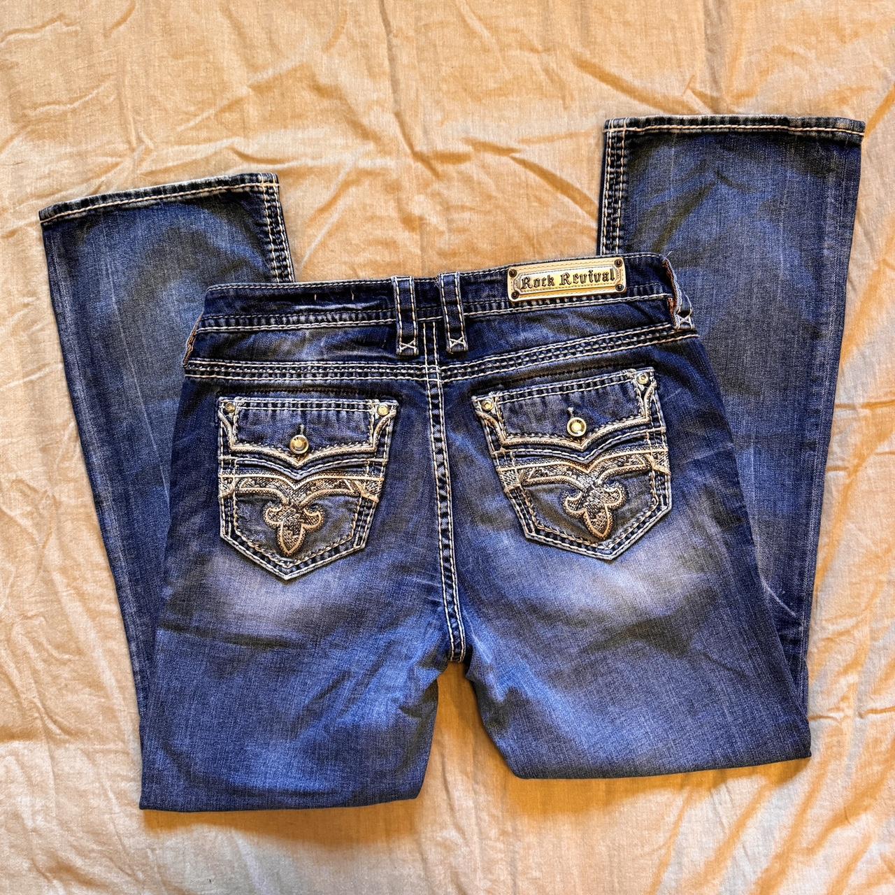 vintage y2k rock revival low rise boot cut... - Depop