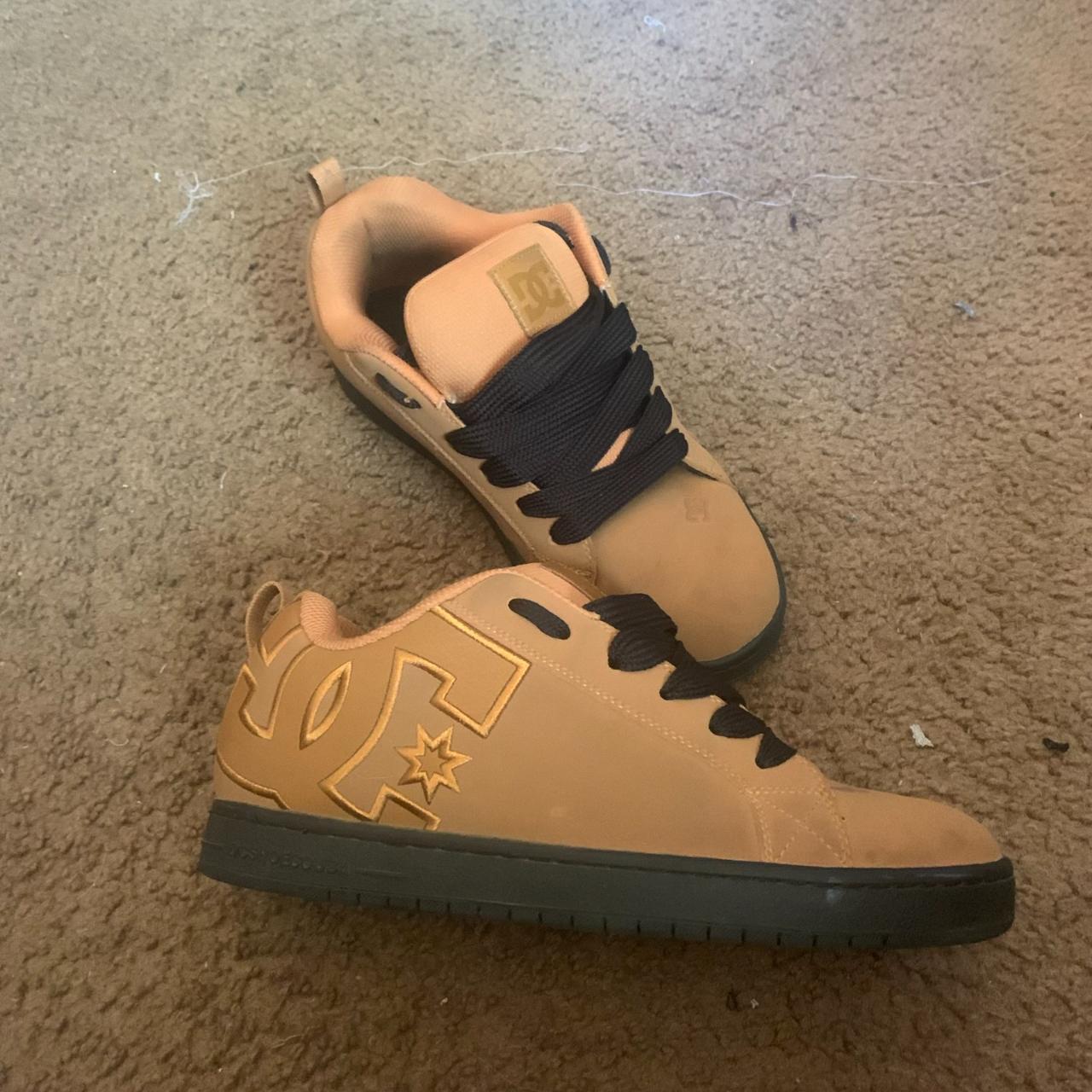 Brown/Wheat DC court Graphic chunky skate hoes... - Depop