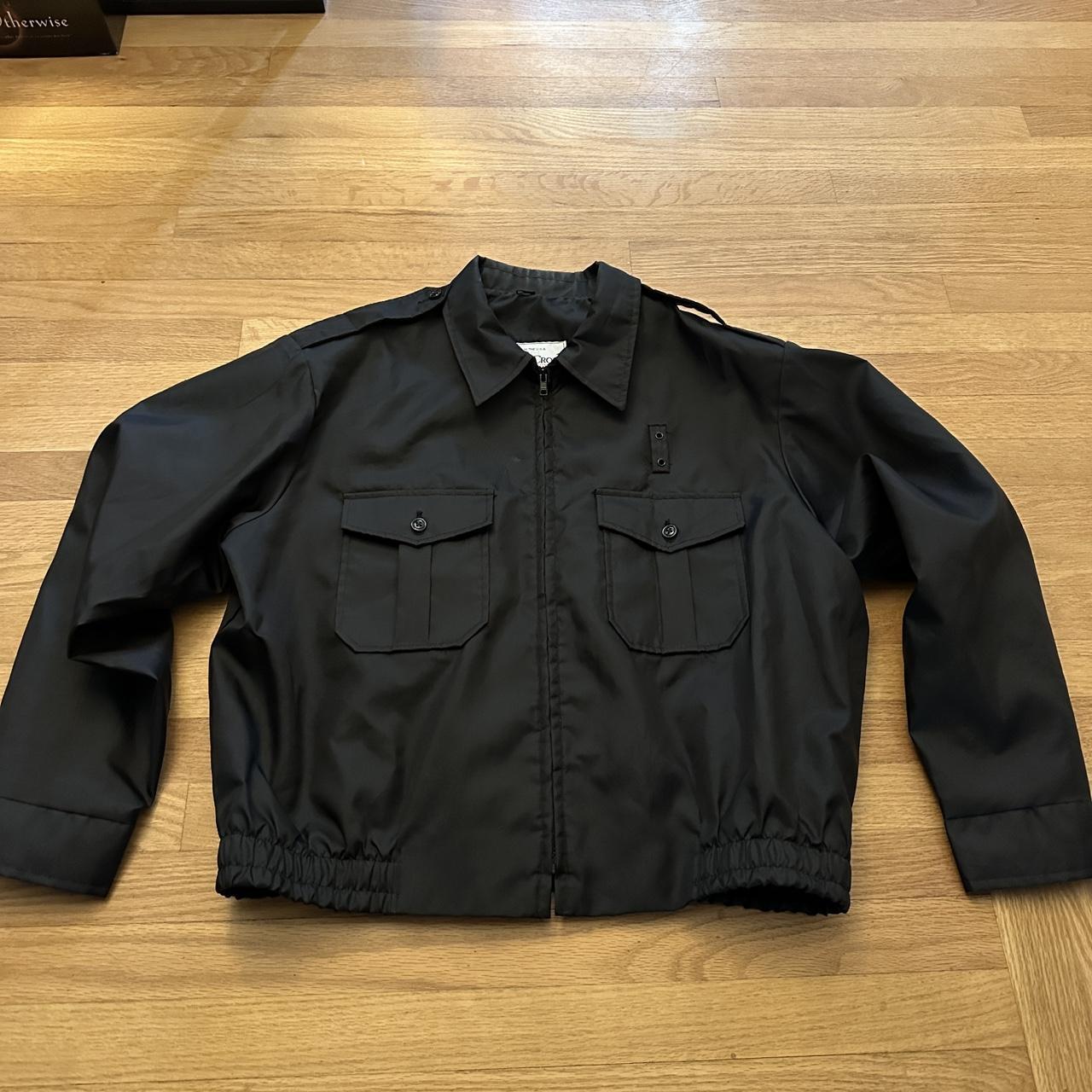 Black flying cross bomber jacket tagged XL, fits... - Depop