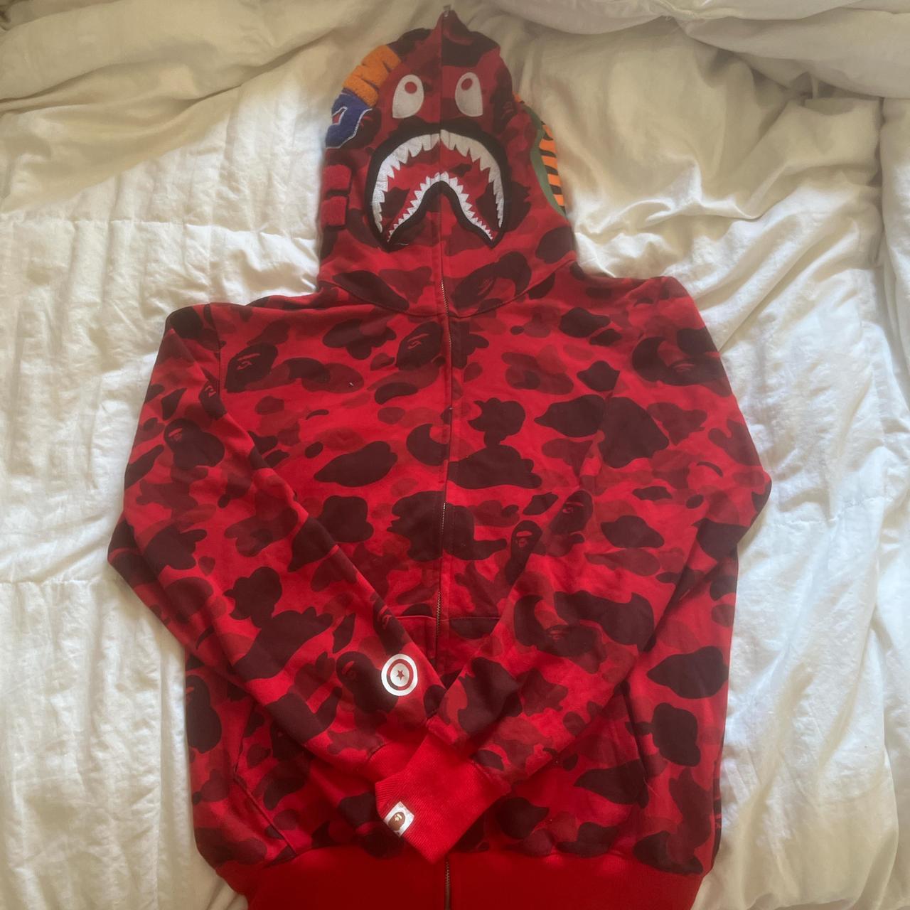red BAPE zip up ️msg before buying ️ - Depop