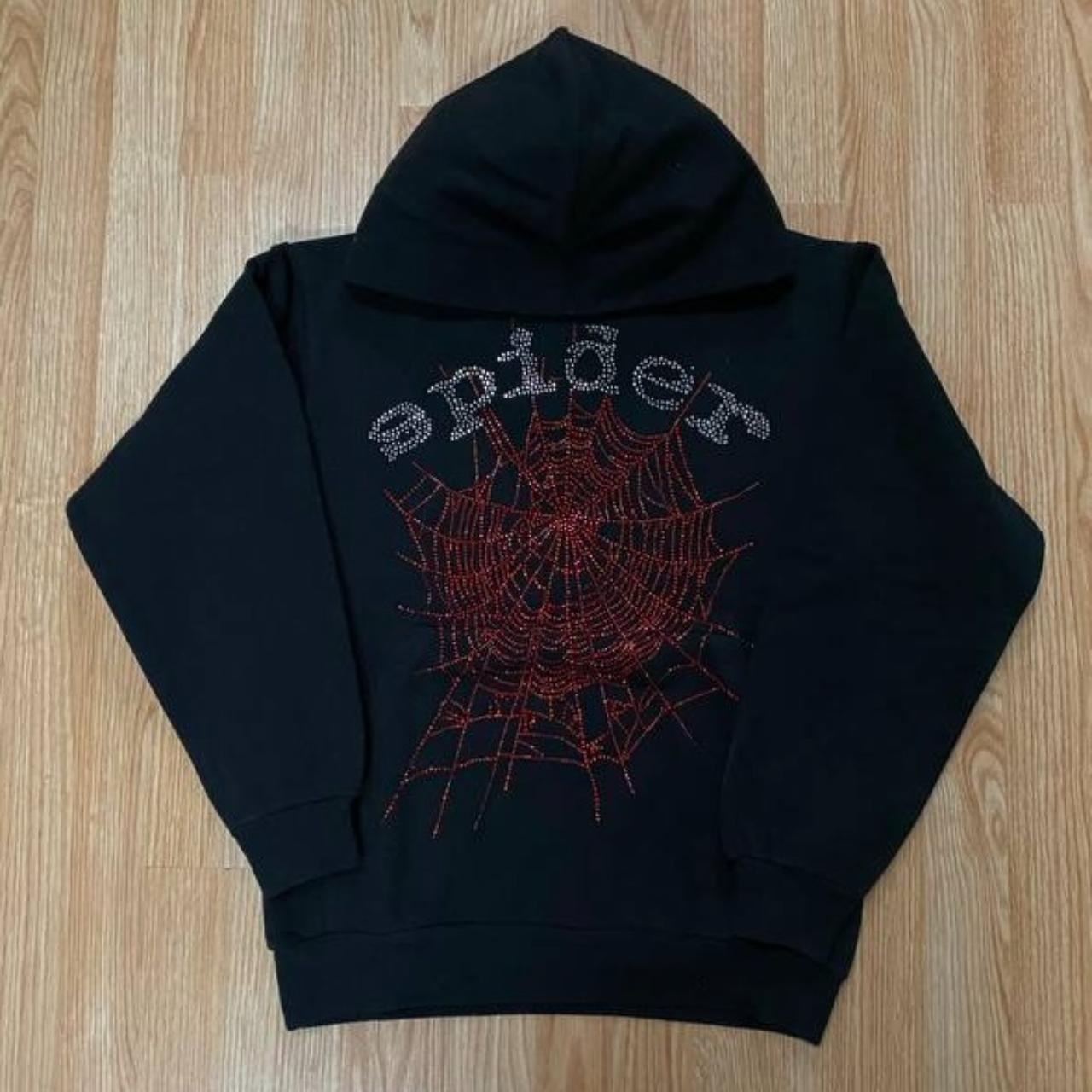 Sp5der OG Rhinestone Hoodie 'Black' (Receipt... - Depop