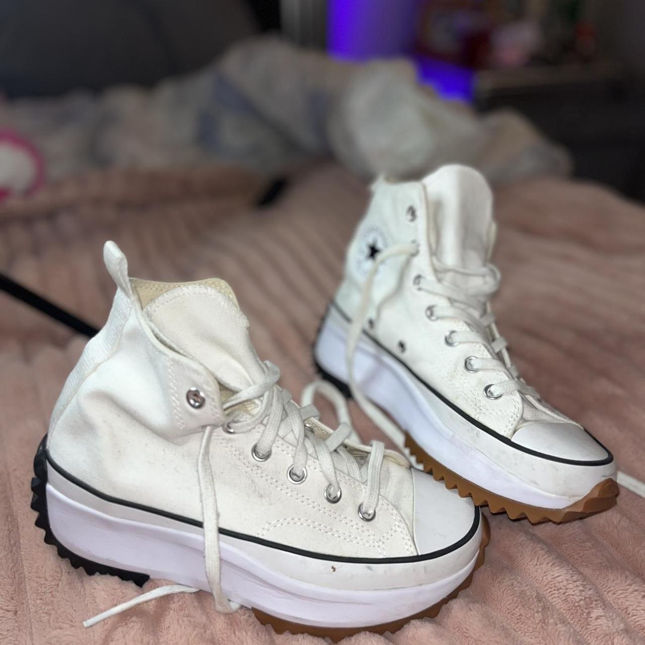 These are the white platform converse, I’ve worn... - Depop