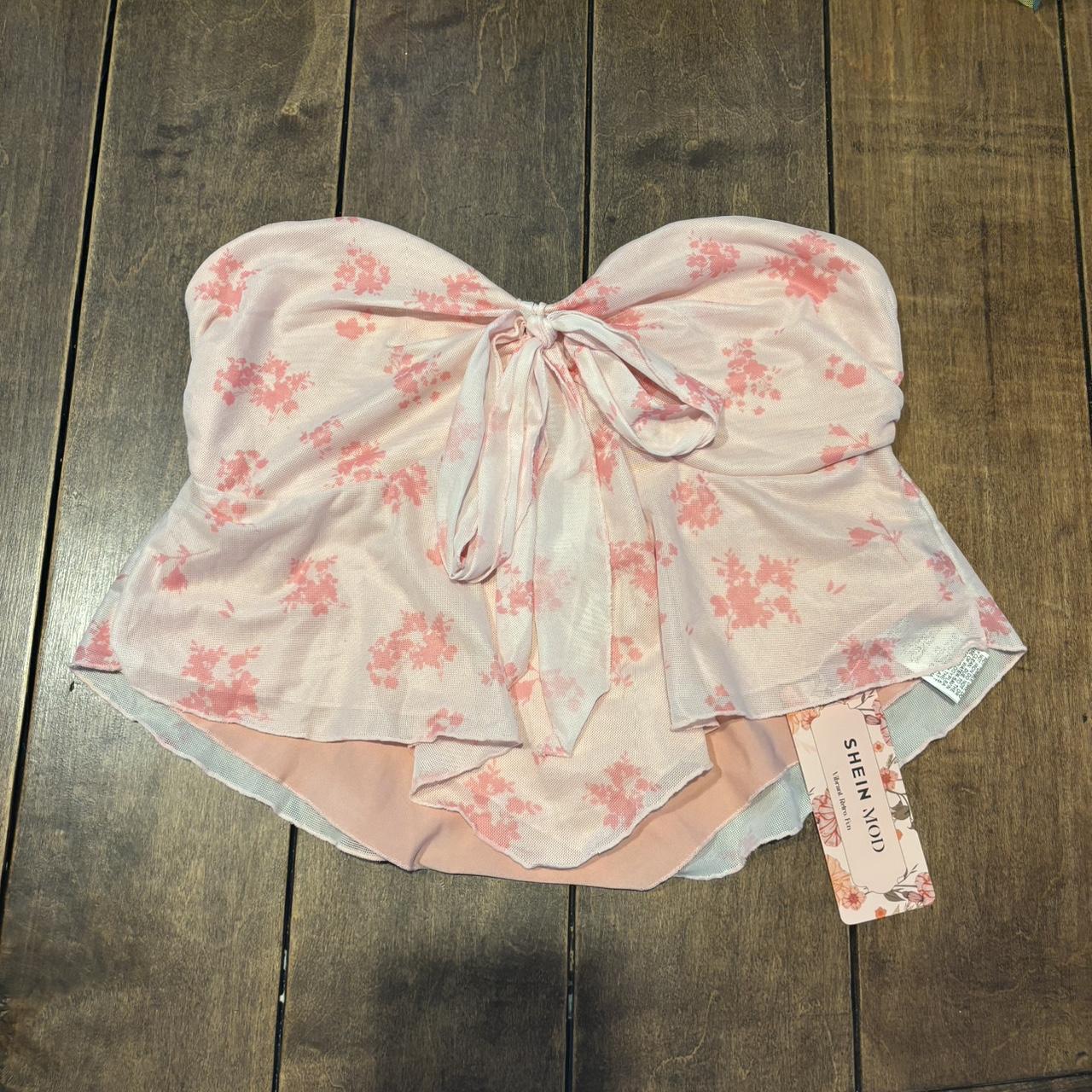 shien pink tube top never worn size: small -more... - Depop